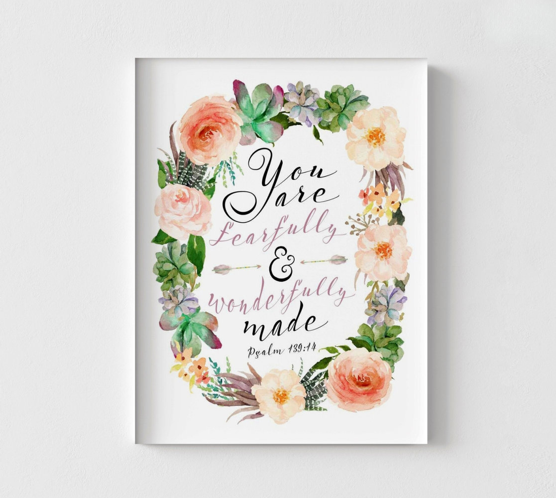 WeFrameArt Psalm 139-14 By Tara Moss, Floral Grandma Gift Idea, Lovely ...