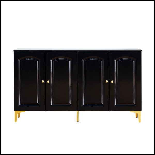 Mercer41 Buffet Sideboard Cabinet, 4 Doors Accent Storage Cabinet, Mid ...