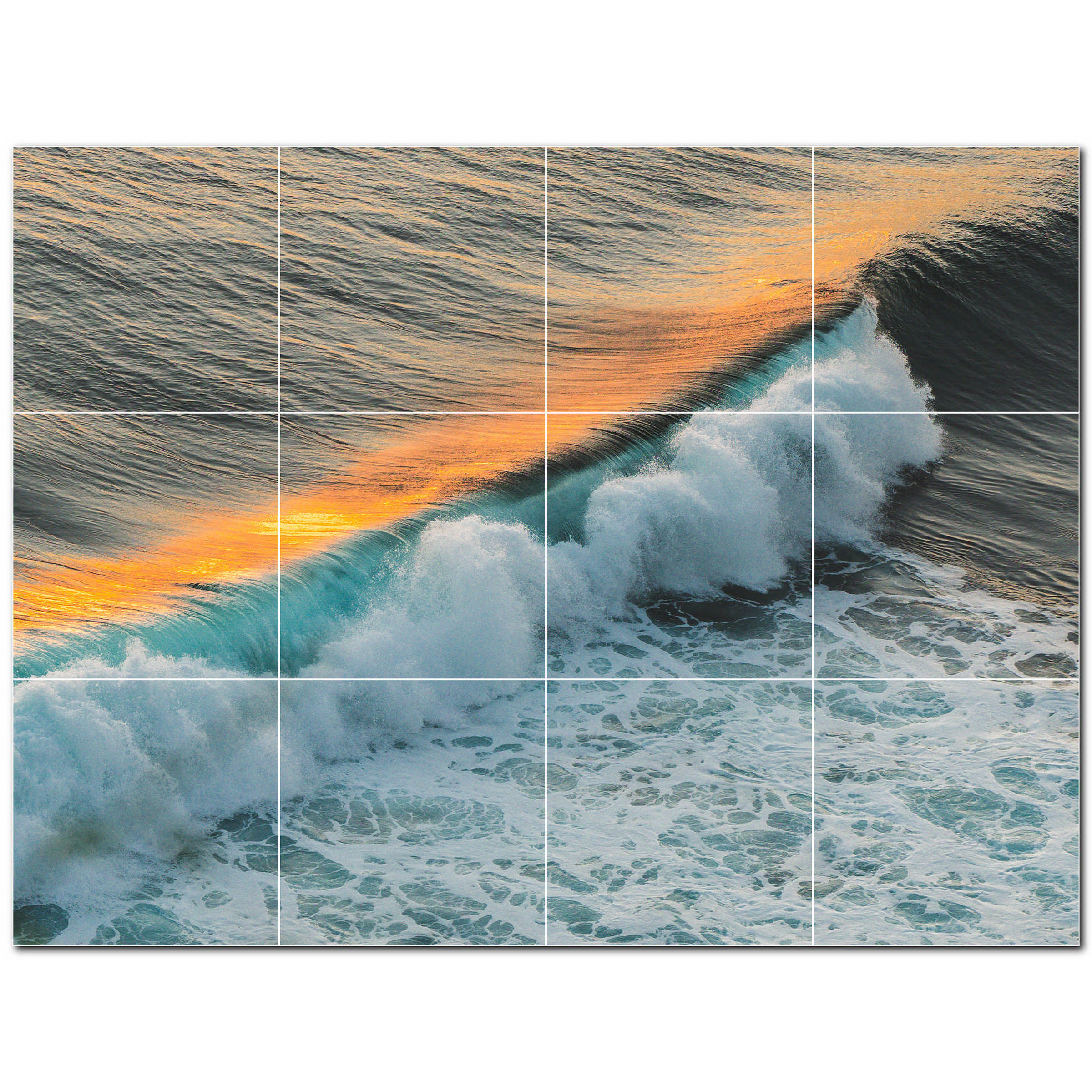Picture-Tiles.com 32" x 24" Ceramic Waves Photo Decorative Mural Tile ...
