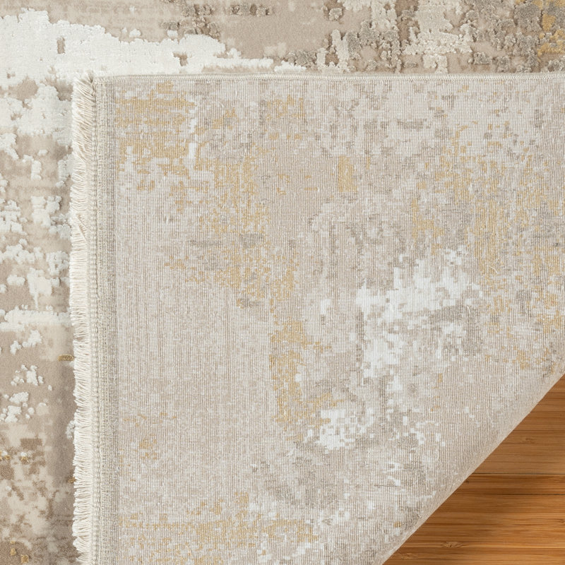 Gertmenian Florance Gela Modern Abstract Beige/Gold High-Low Viscose ...