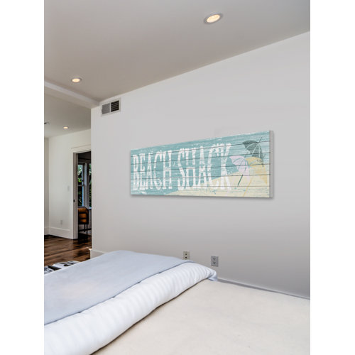 Highland Dunes Beach Shack On Wood Textual Art | Wayfair