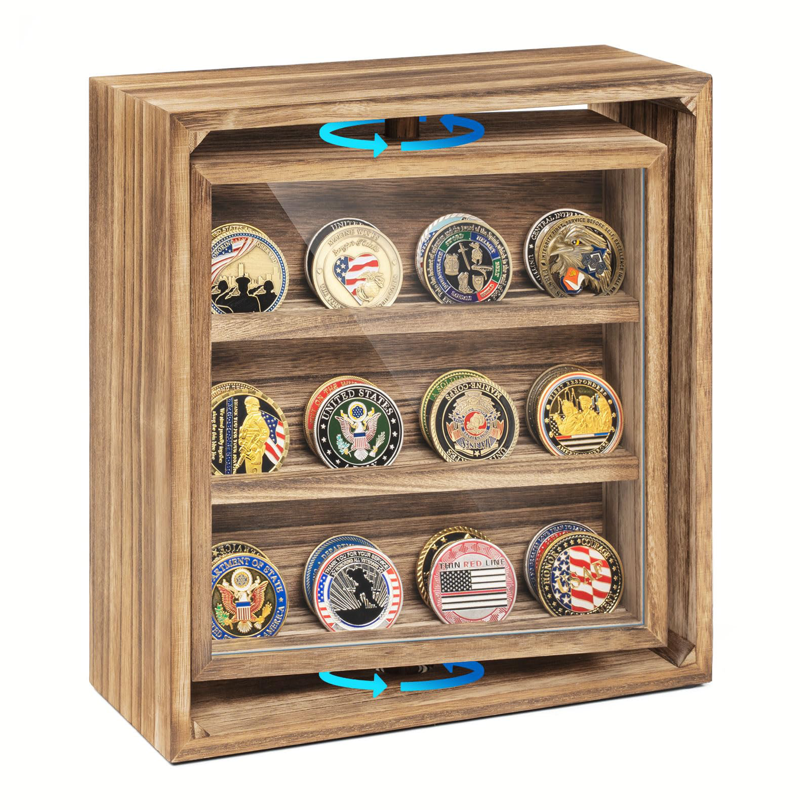 Sfugno Challenge Coin Display Wooden Double-sided Rotatable Case ...