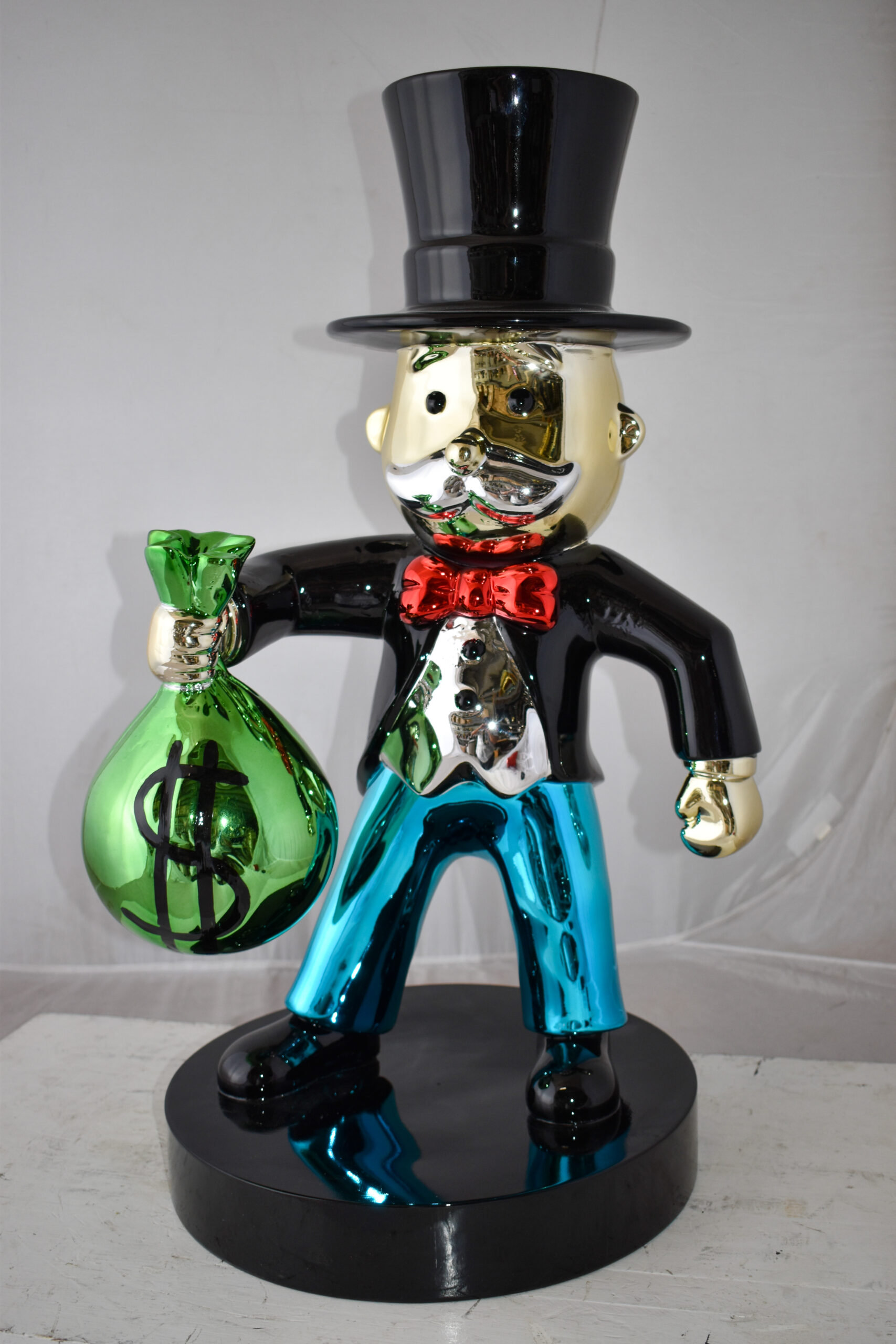 NIFAO Frowning Monopoly Man Holding Money Bag Resin Statue Large 17" x ...