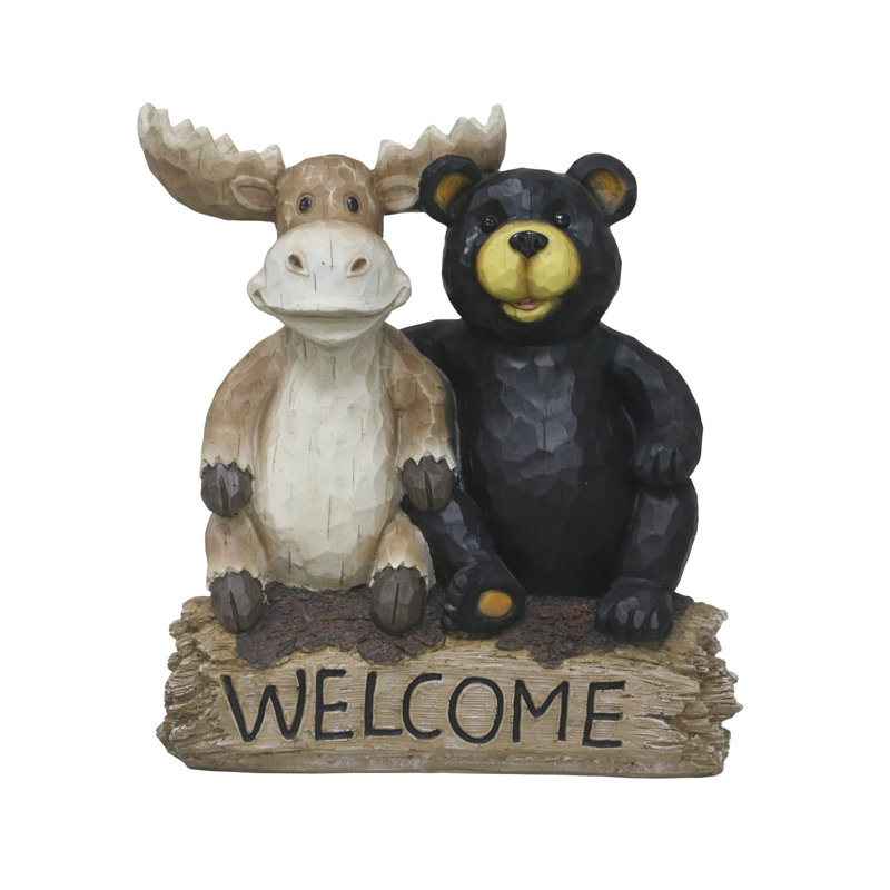 Hi-Line Gift Ltd. Bear and Moose Garden Welcome Sign & Reviews | Wayfair