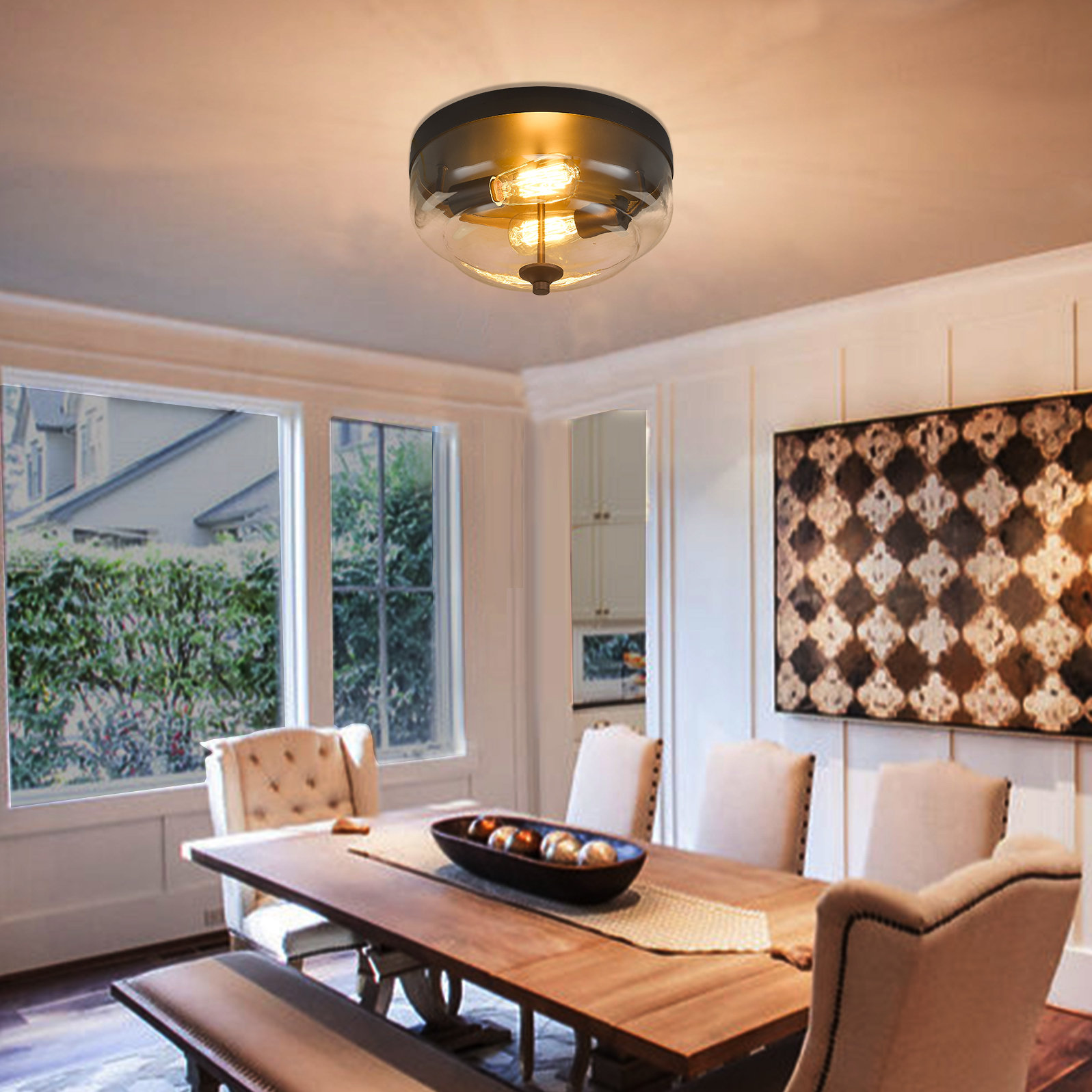 Breakwater Bay Zent Glass Flush Mount | Wayfair