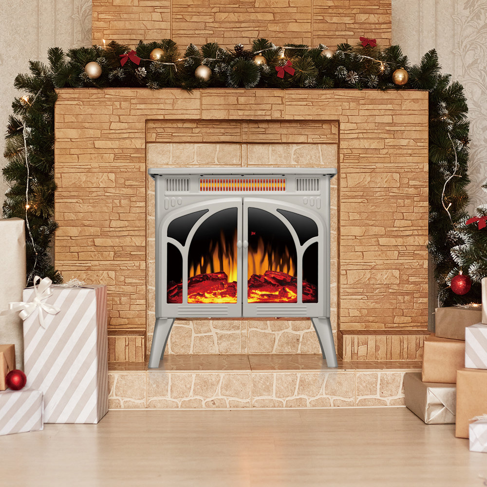 Symple Stuff Ates 23.65'' W Portable Electric Fireplace Stove Heater ...