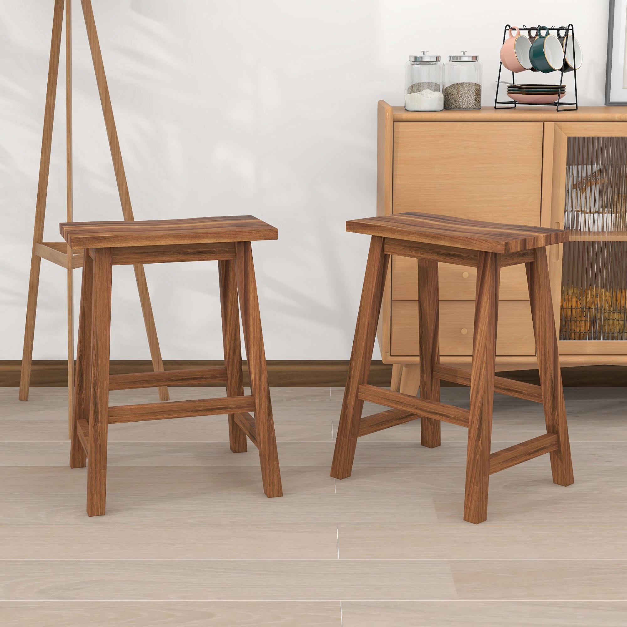 Red Barrel Studio® Dyshaun Wood Counter Height Kitchen Dining Stools ...