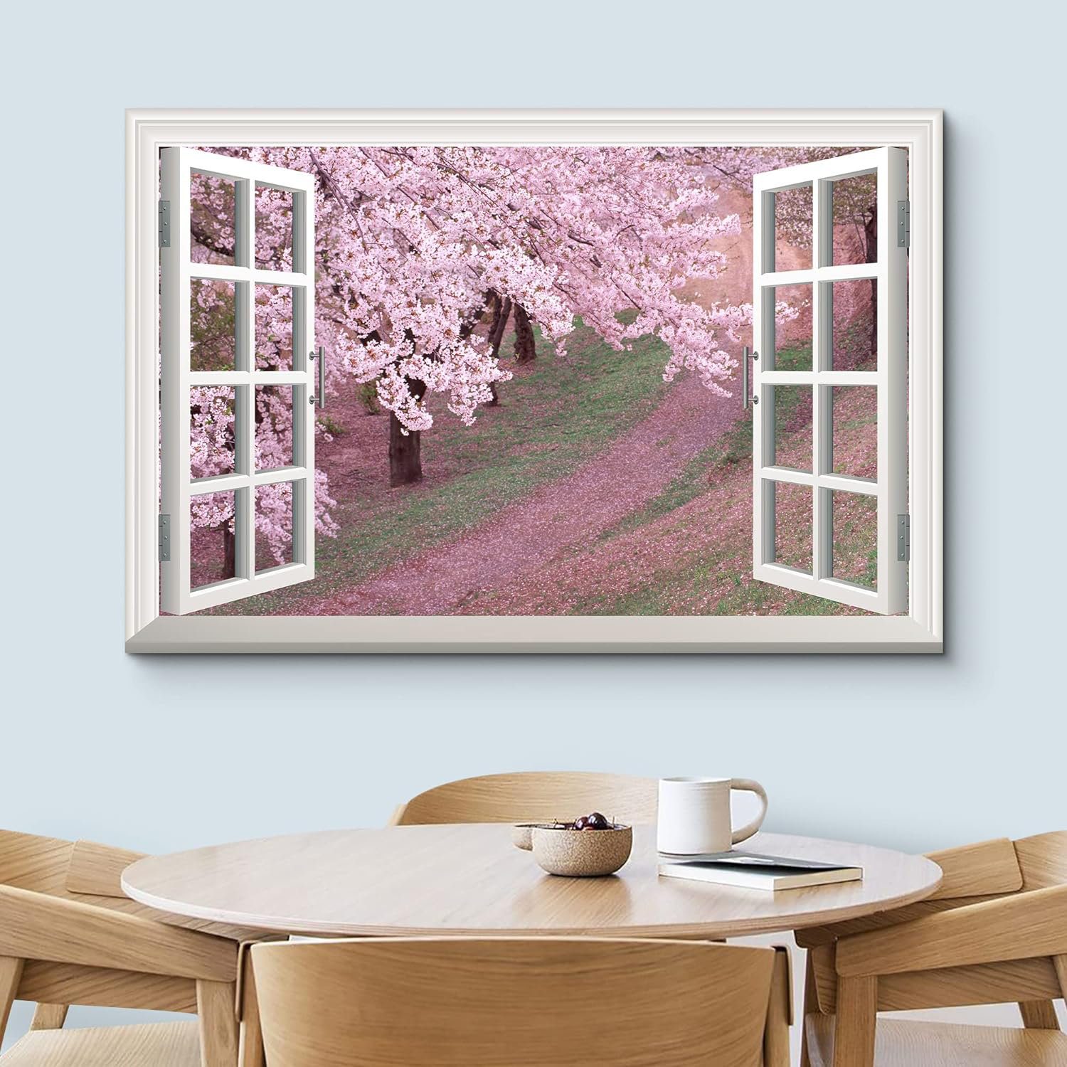 IDEA4WALL Window Scenery Pink Cherry/Sakura Blossom in Spring - Wrapped ...