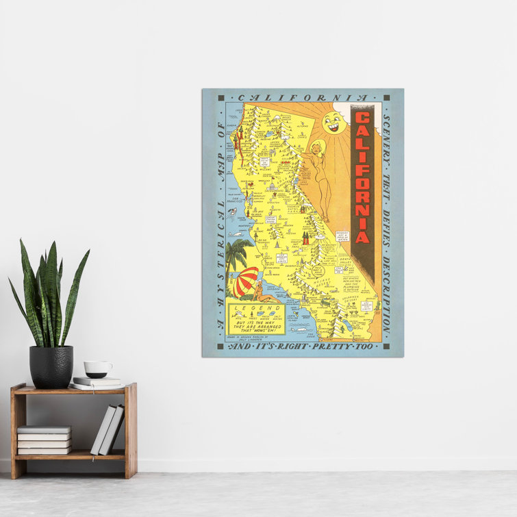 Happy Larry Map Lindgren 1948 California Pictorial Extra Large XL Wall ...