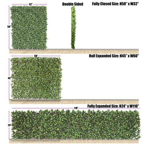Primrue Parkridge Single Side Expandable Faux Artificial Hedge Gardenia ...