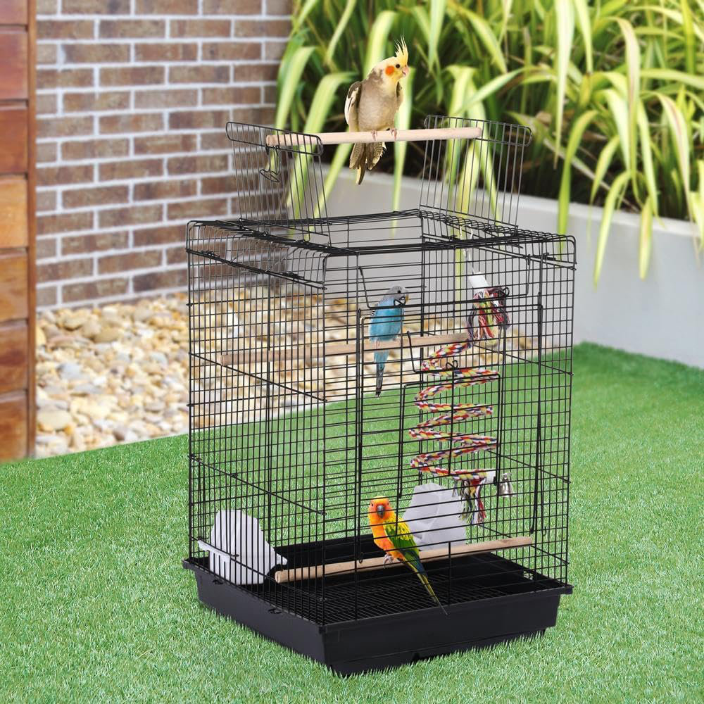 17 Stories Open Play Top Travel Bird Cage for Conure Sun Parakeet Green ...