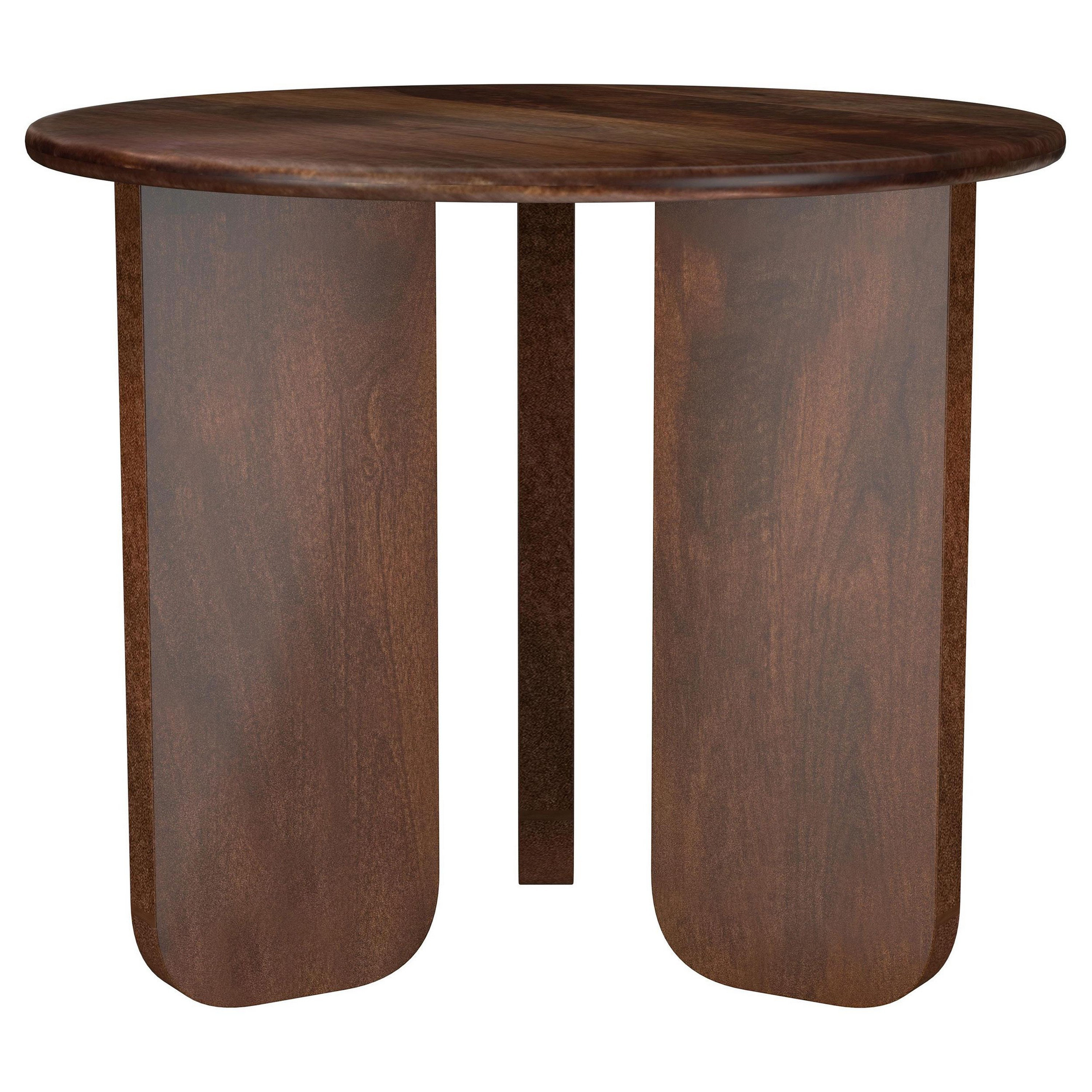 Benjara Novo Side End Table, 24 Inch, Three Panel Legs, Brown Mango Wood | Wayfair