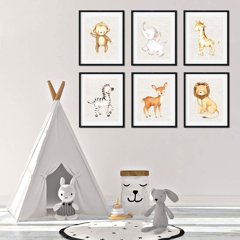 Harriet Bee Dedakia Burlap, Lion, Zebra, Giraffe, Deer, Elephant ...