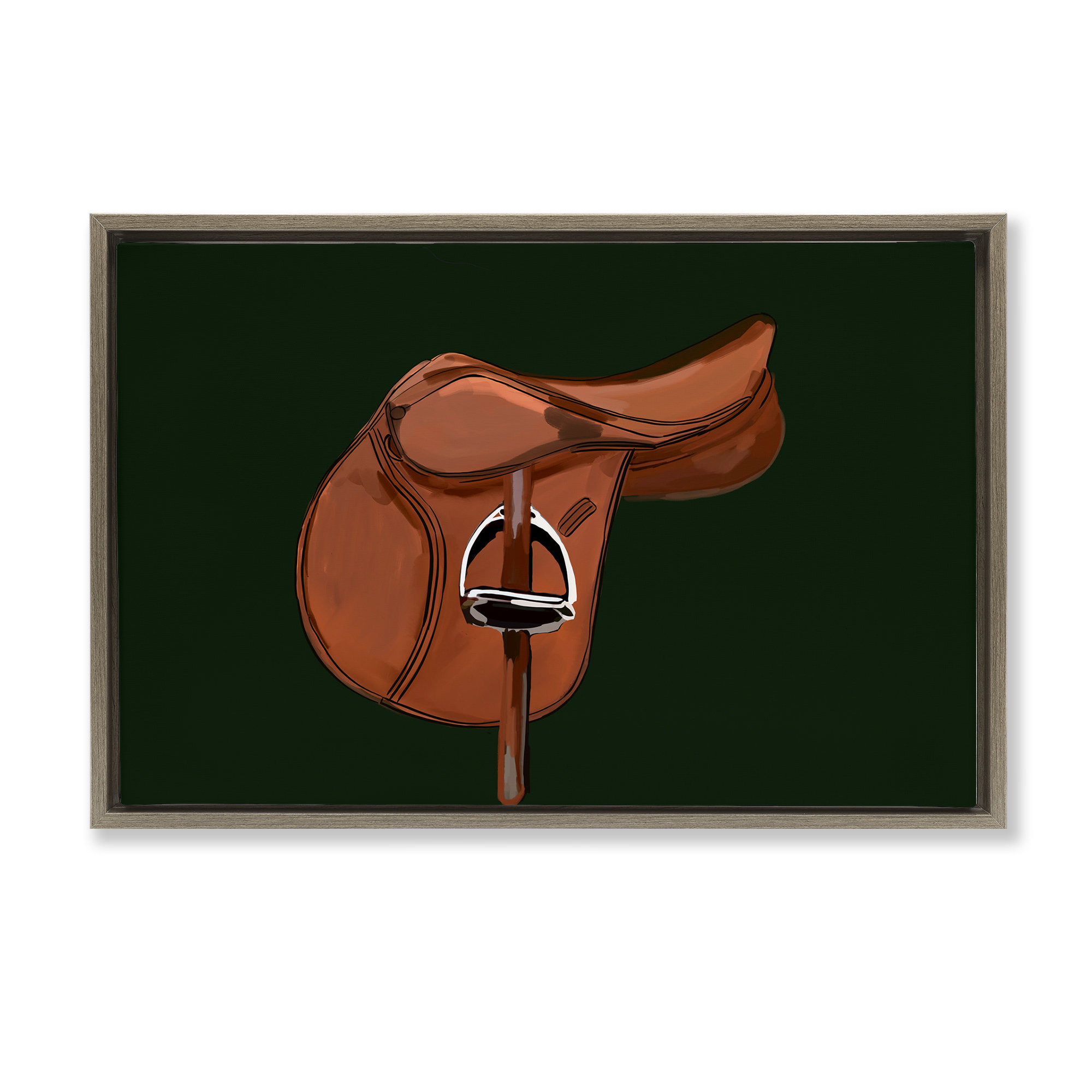 Loon Peak® Brown Horse Saddle Framed Floater Canvas by Amelia Noyes ...