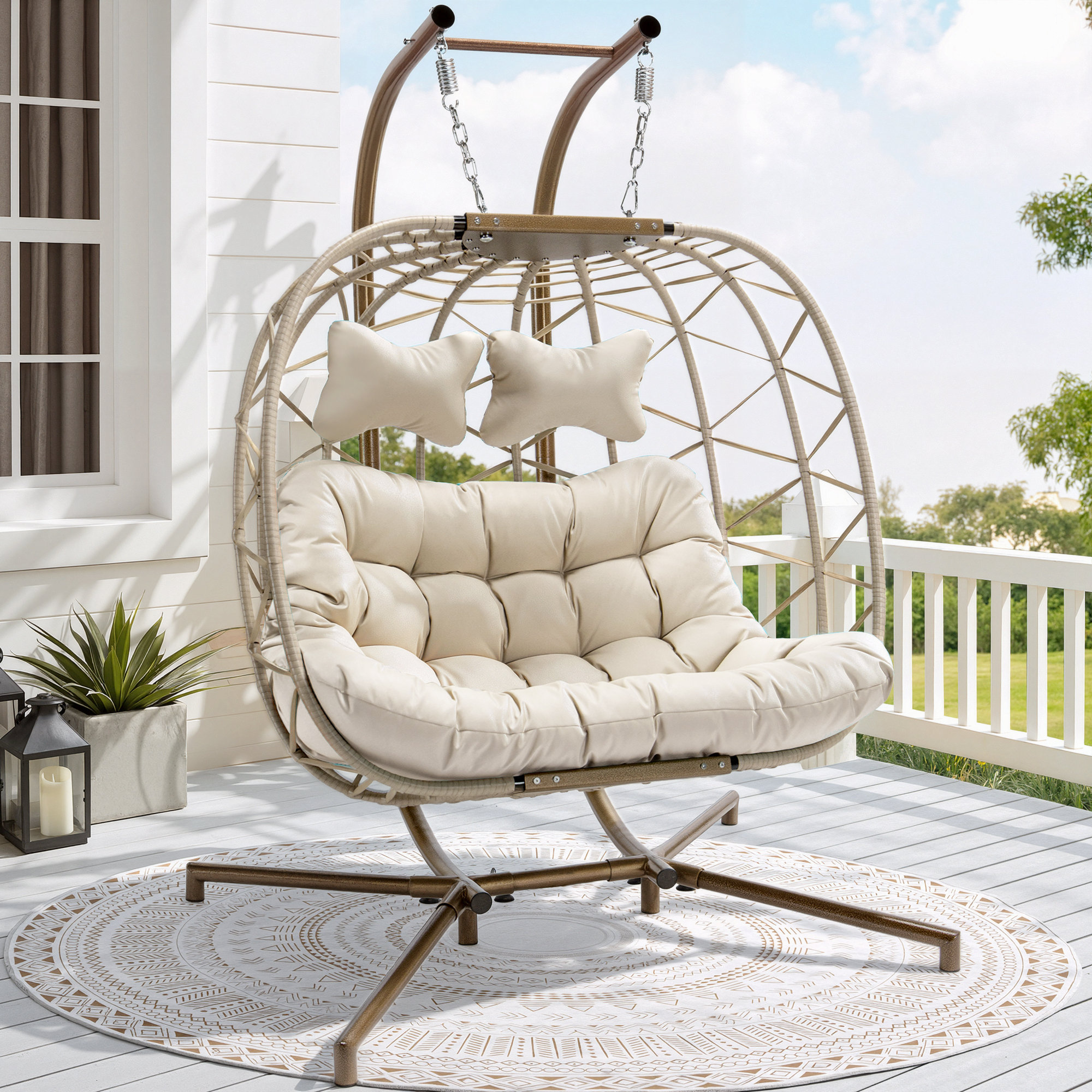 Dakota Fields Celyne 2 Person Outdoor/Indoor Porch Swings with Stand ...