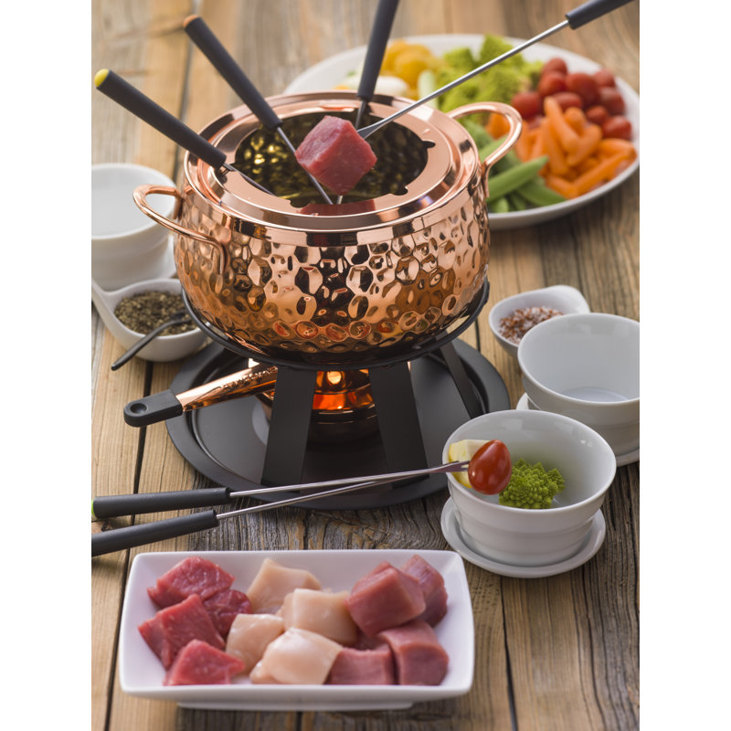 Swissmar Biel 11 Piece Fondue Set, Hammered Copper | Wayfair