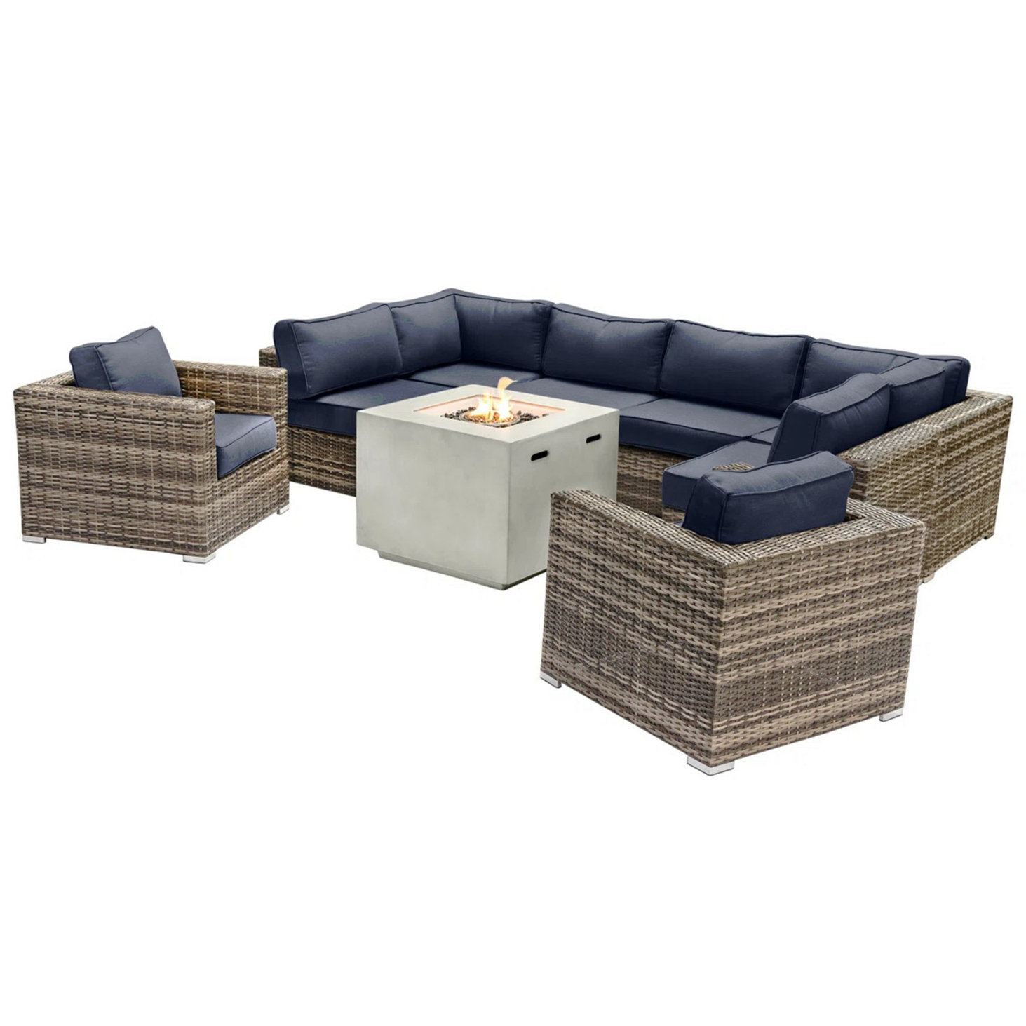 Hokku Designs Premium 6-Person Wicker Patio Seating Group With Deep ...