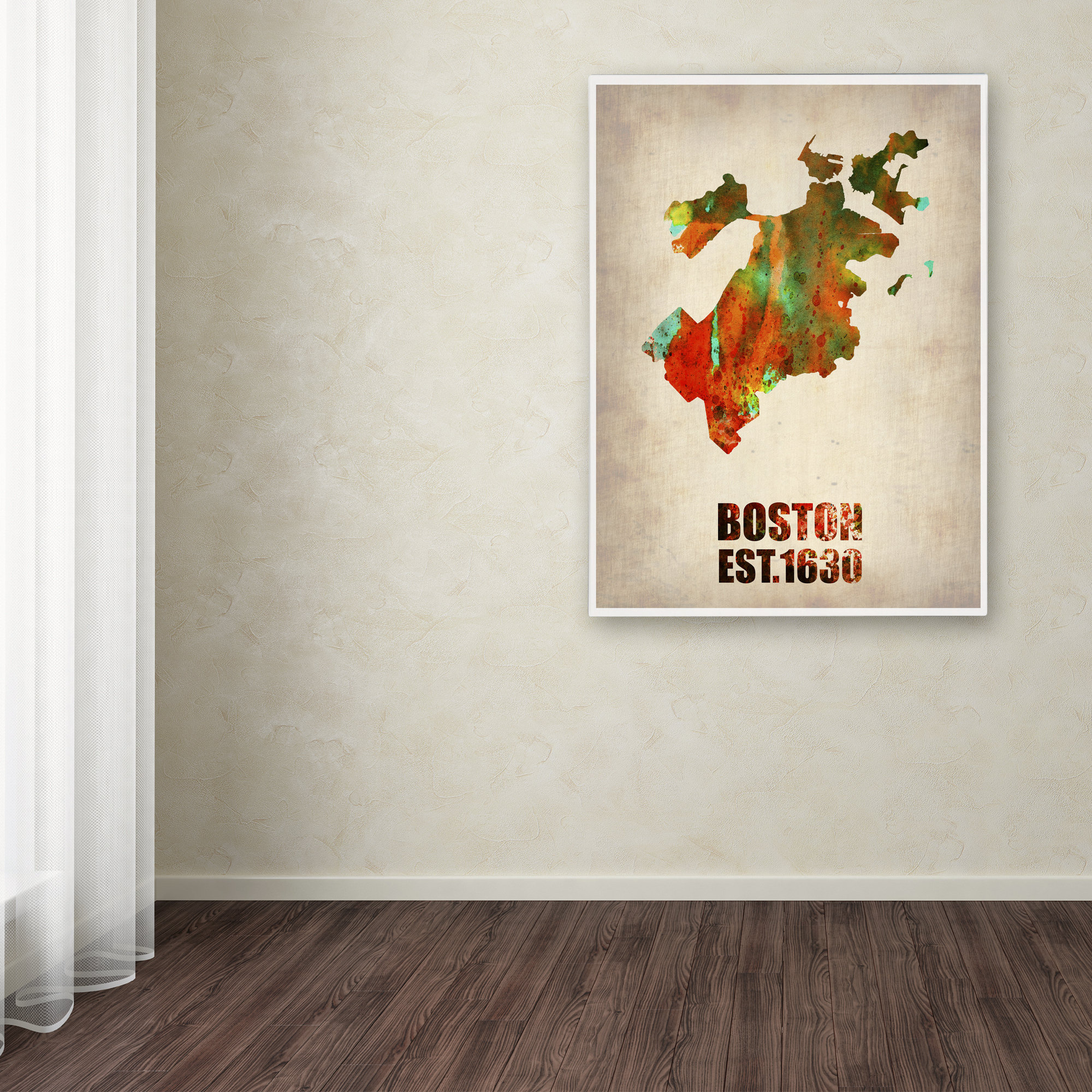 Trademark Fine Art 'Boston Watercolor Map' Graphic Art on Canvas on ...