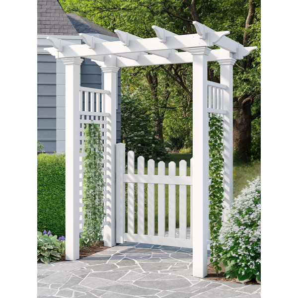 Vita Classic 58'' W x 32'' D Polyvinyl Chloride (PVC) Arbor with Gate ...