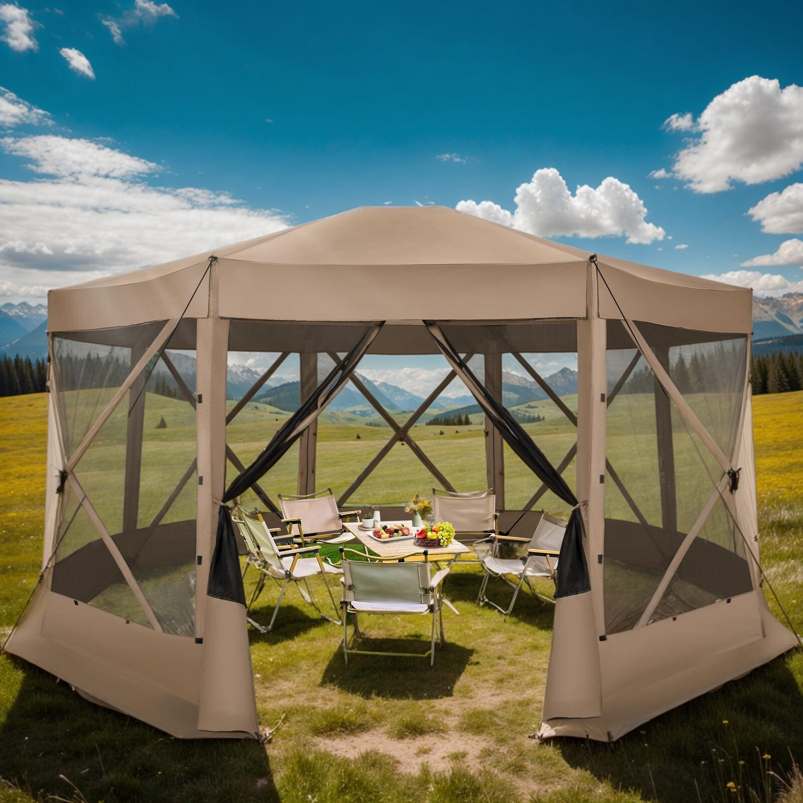 HOTEEL 15x15ft Screen Room with Mosquito Netting, Hub Tent Instant ...