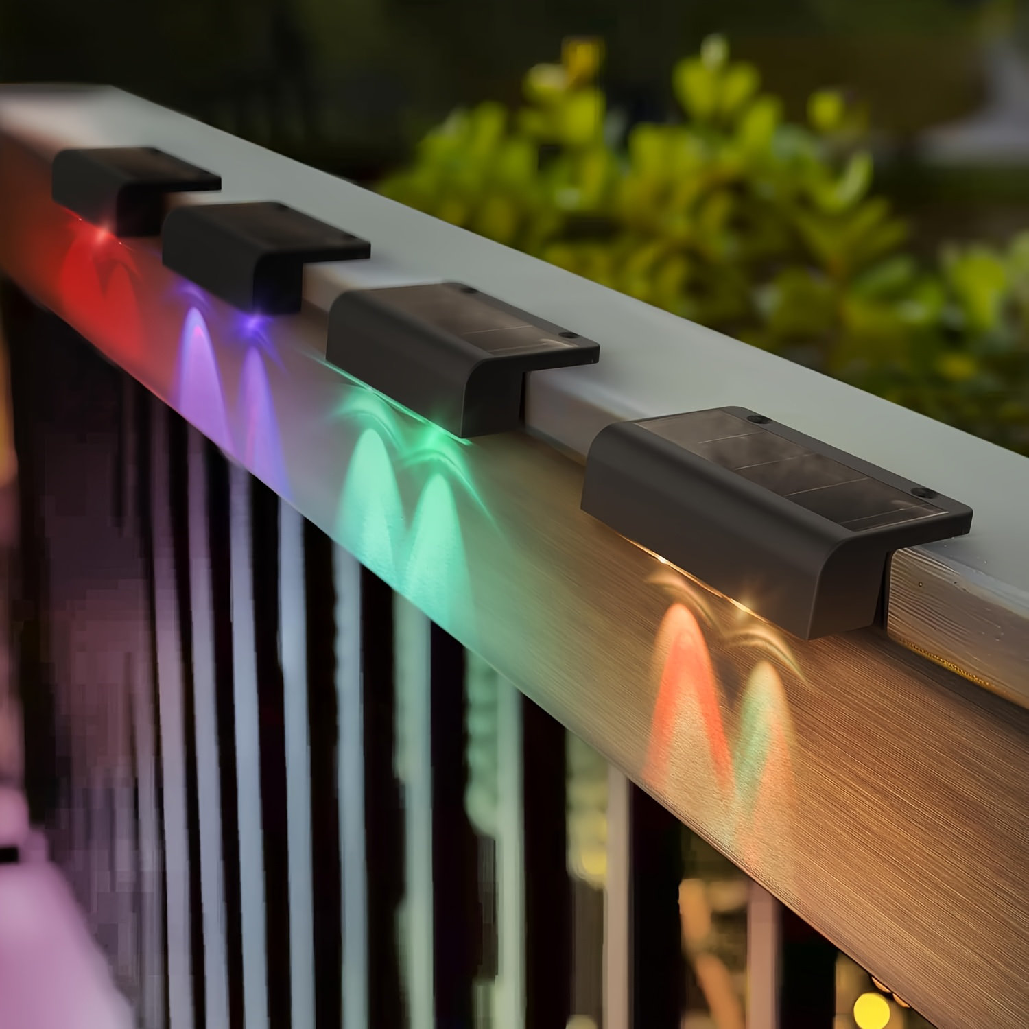 LinsCraft 16Pcs Solar LED Deck Lights, RGB Outdoor Stair Lighting, Semi ...