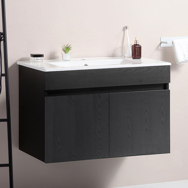 Ebern Designs Wall Mounted Bathroom Vanity With Ceramic Basin | Wayfair