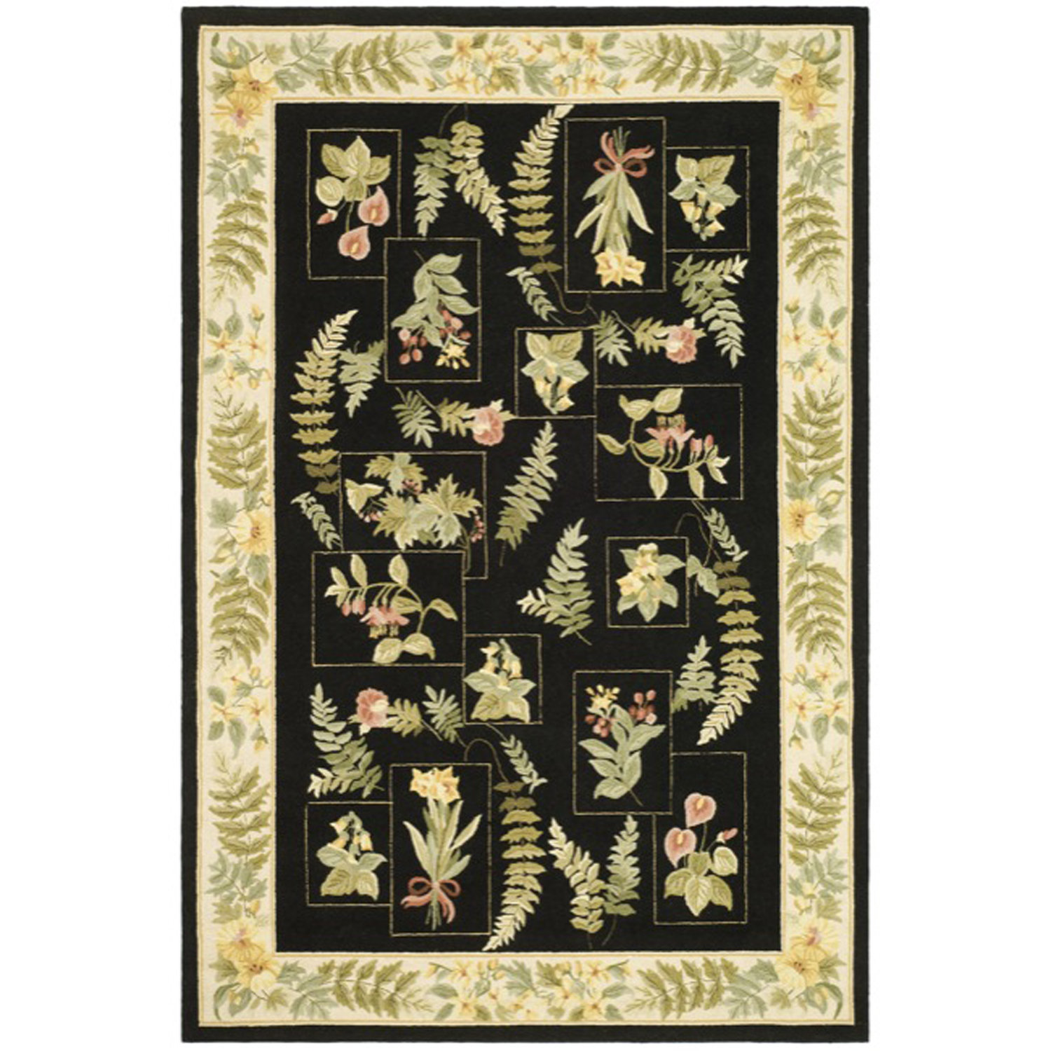 August Grove® Kinchen Hand Hooked Wool Pile Floral Rug | Wayfair