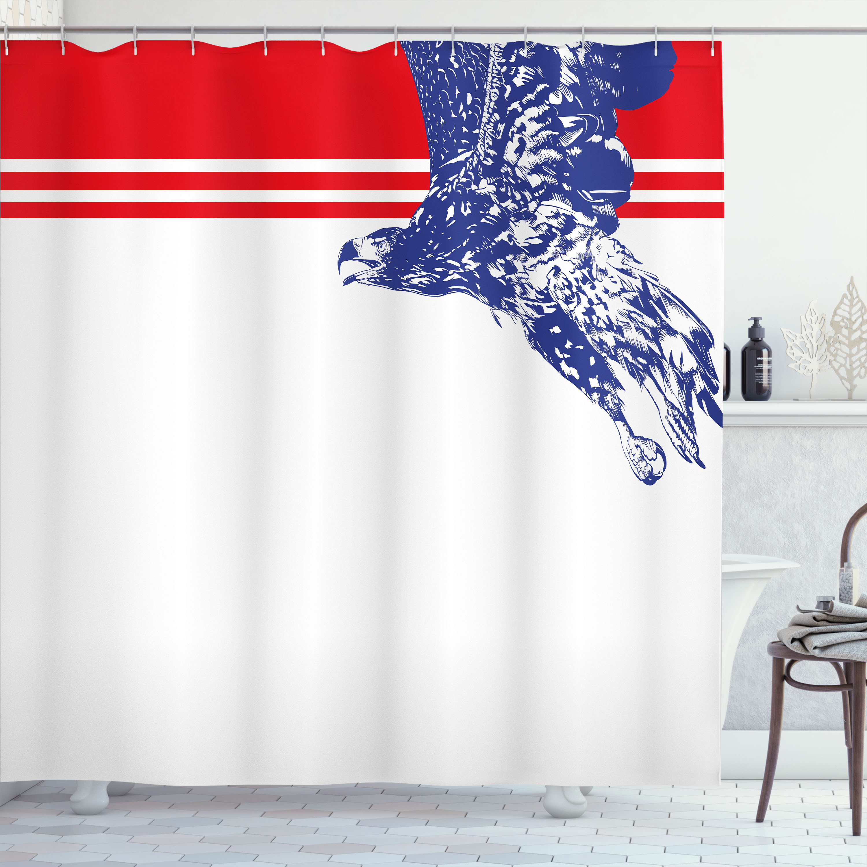 East Urban Home Eagle Shower Curtain American Flag Colors Bird Navy ...