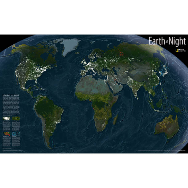 National Geographic Maps Earth at Night Map | Wayfair