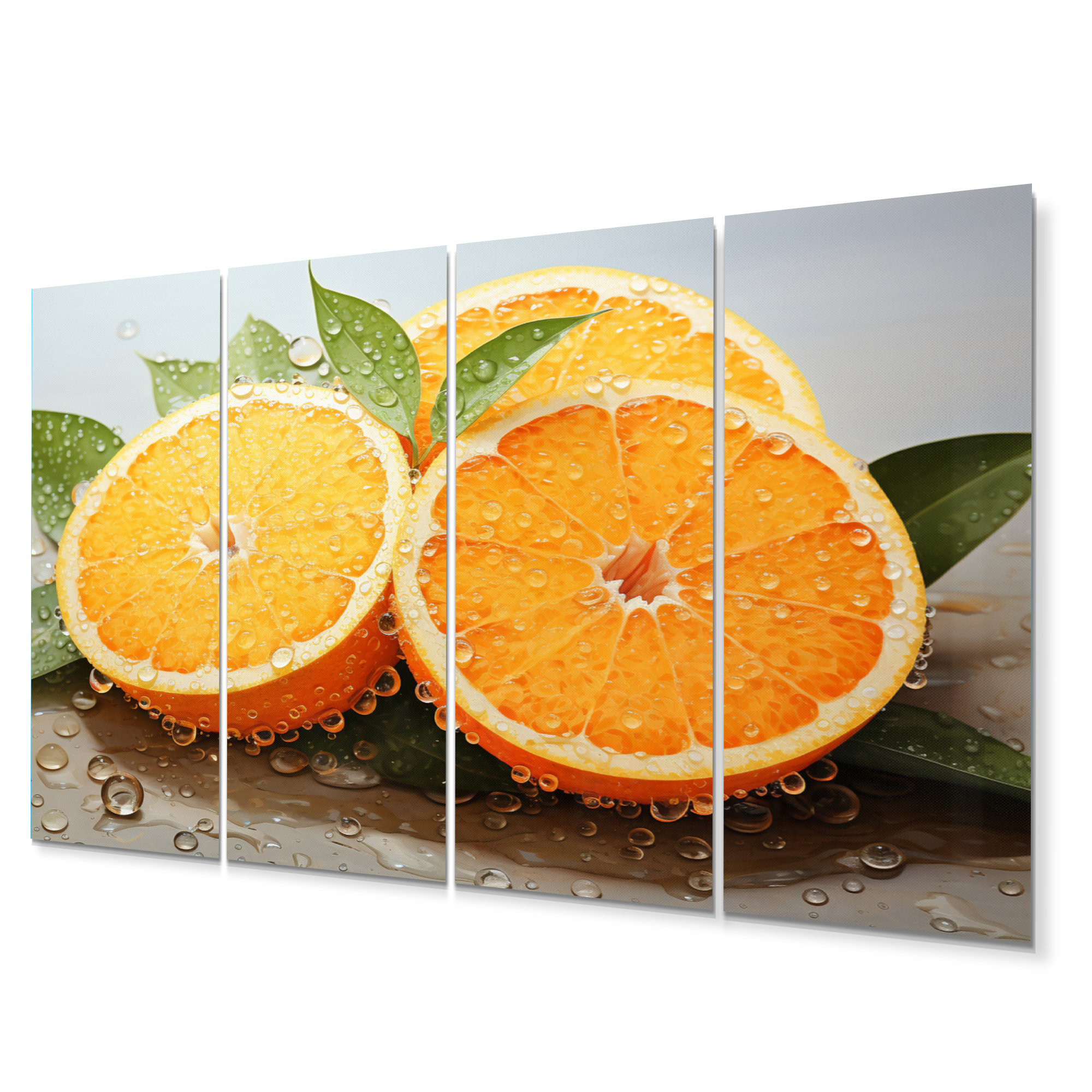 Design Art Fruit Orange Delight Pointillism II On Metal 4 Pieces Print ...