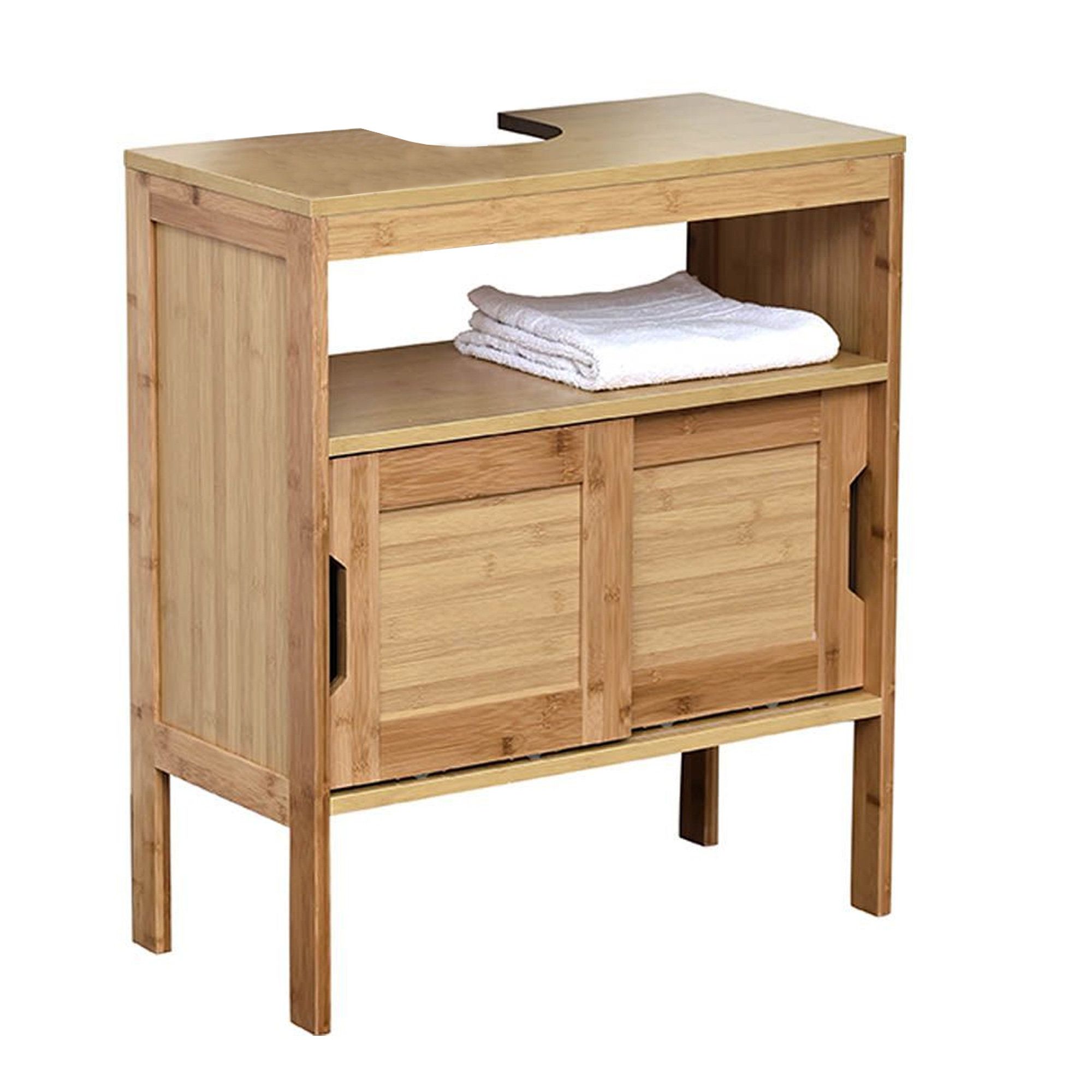 Evideco Mahe Bamboo Under-Sink Cabinet with Open Shelf and Sliding ...