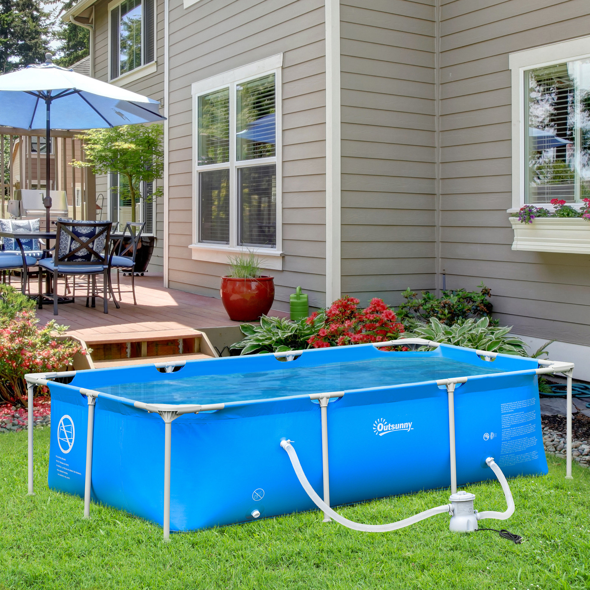 Outsunny 2 ft. x 8ft. x 8ft. Plastic Frame Set Pool | Wayfair