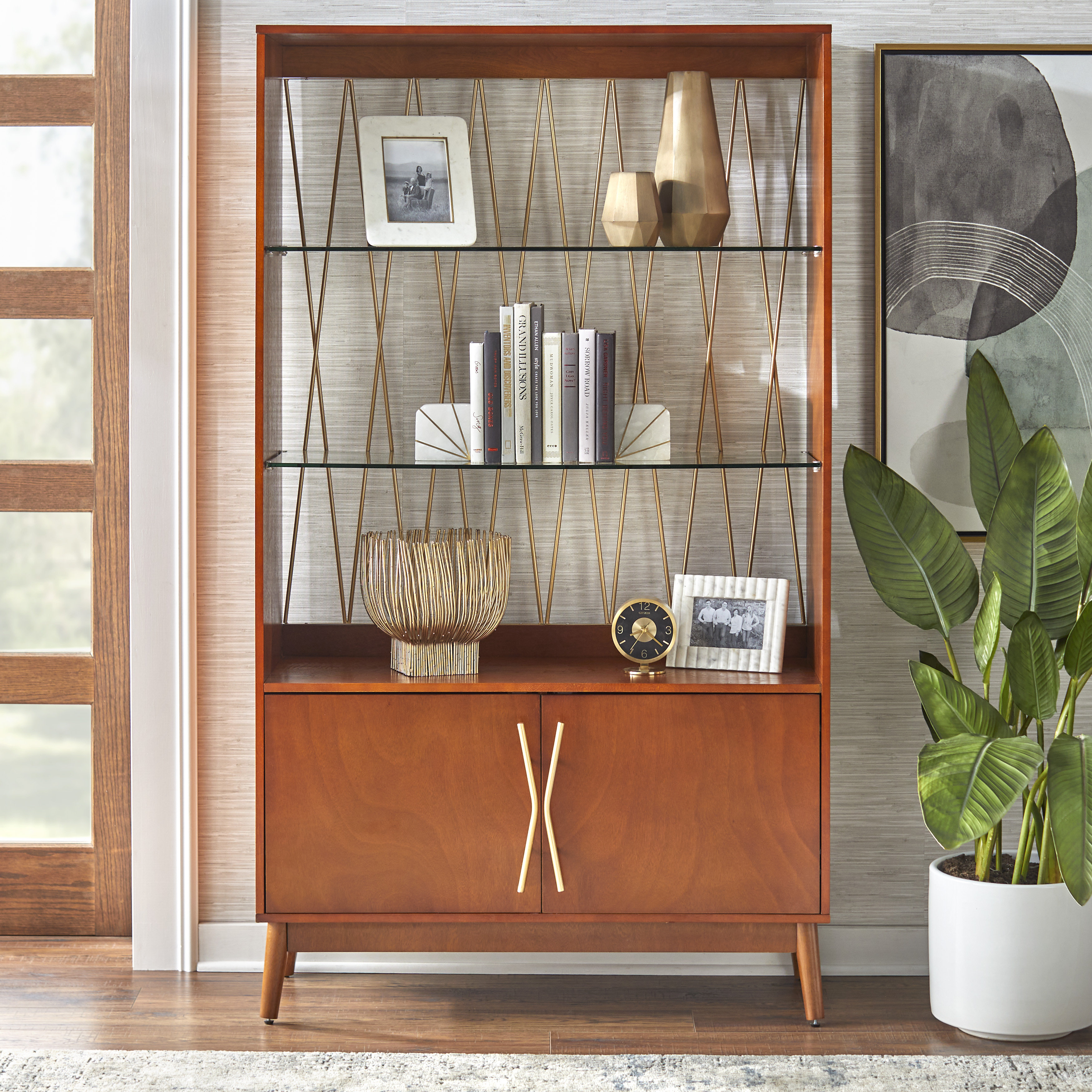 Everly Quinn Bon Terra 70.75'' Tall Solid Wood 2 - Door Accent Cabinet ...