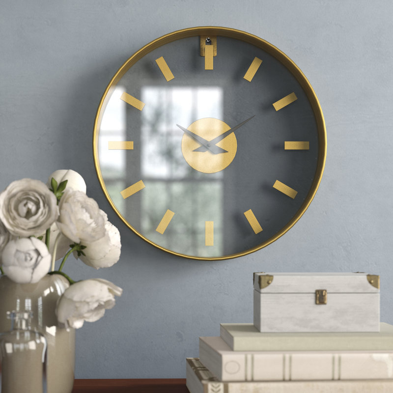 Wrought Studio™ Dennys Aluminum Metal Decorative Gold Wall Clock with ...
