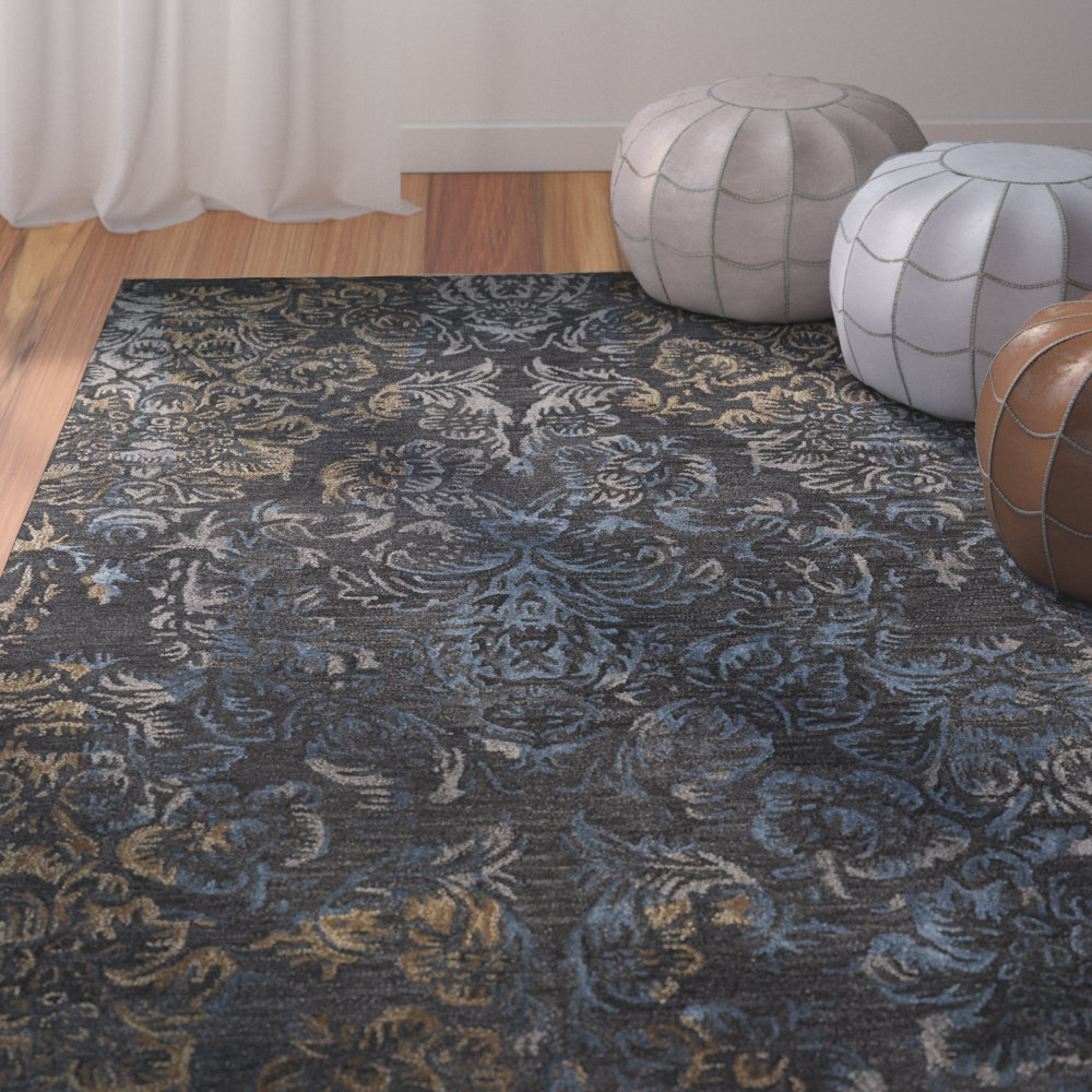 Bungalow Rose Doimo Hand-Tufted Black Area Rug | Wayfair