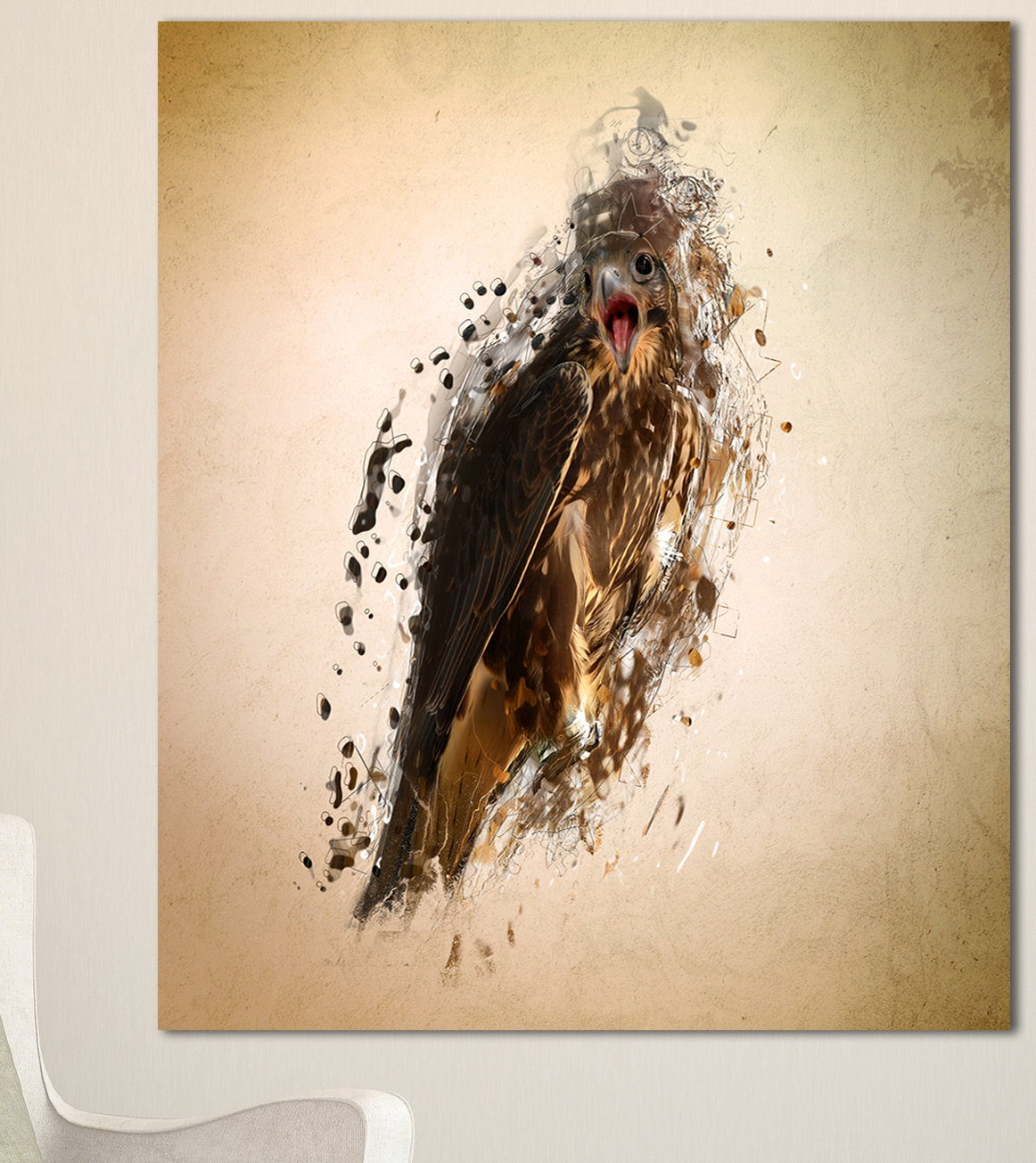 Design Art 'Abstract Falcon in Flight' Graphic Art on Wrapped Canvas ...