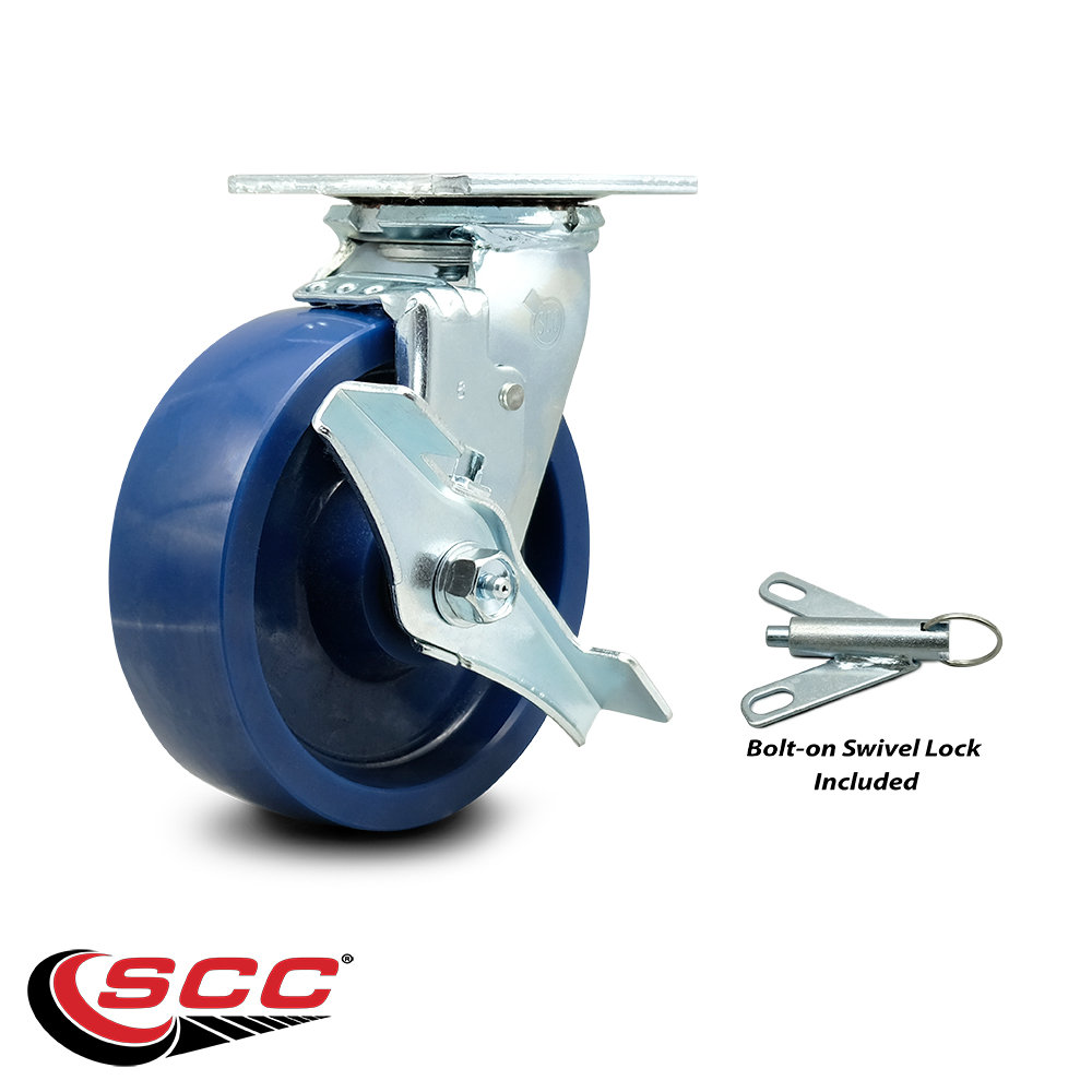 Service Caster Solid Polyurethane Caster with Roller Bearing and Brake ...