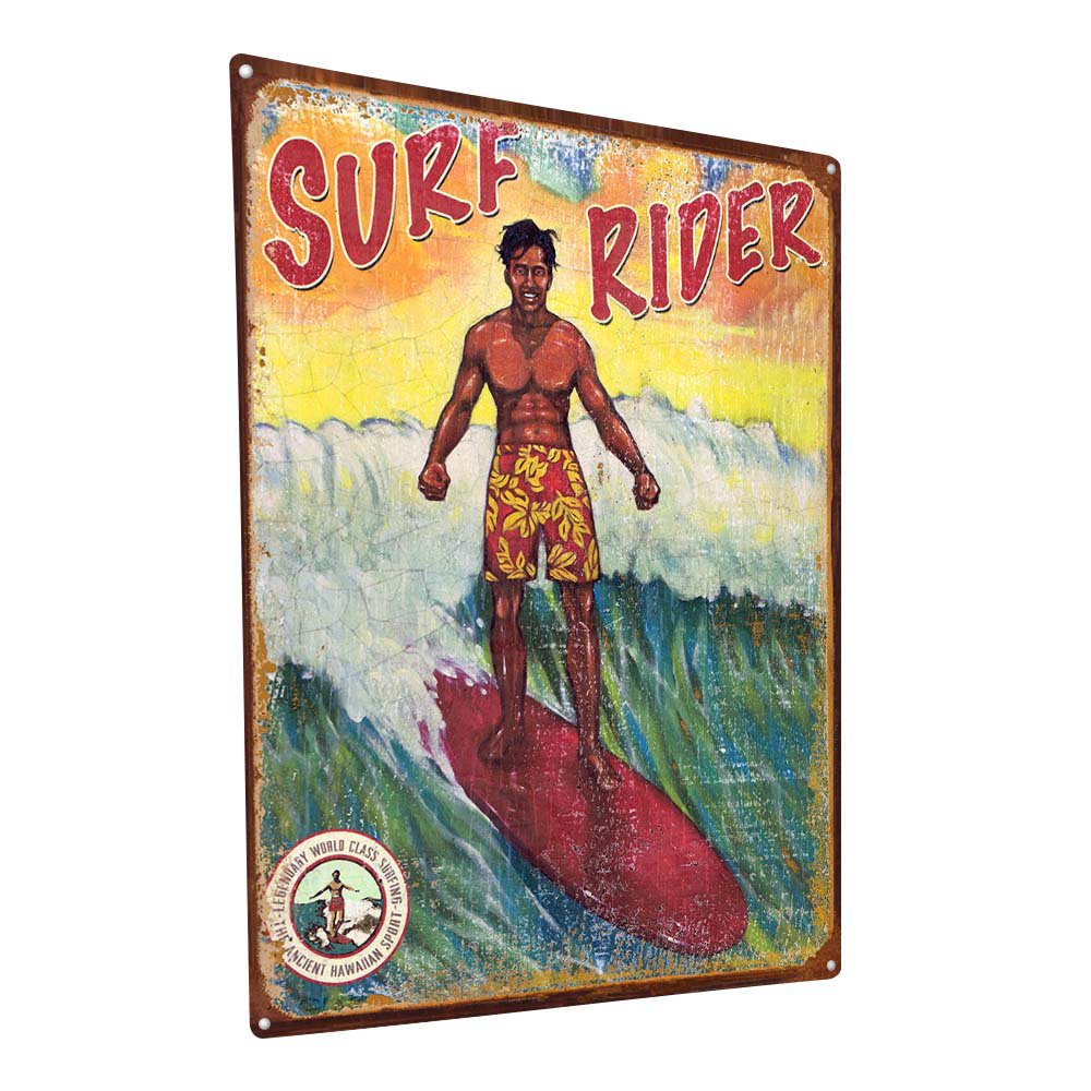 Trinx Distressed, Vintage Surf Rider Metal Sign - Wayfair Canada