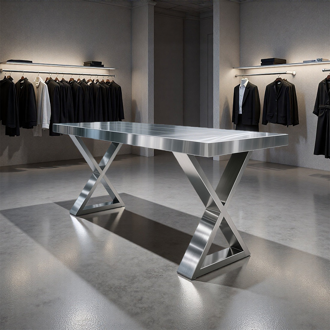 Orren Ellis Minimalist Stainless Steel Display Table | Wayfair