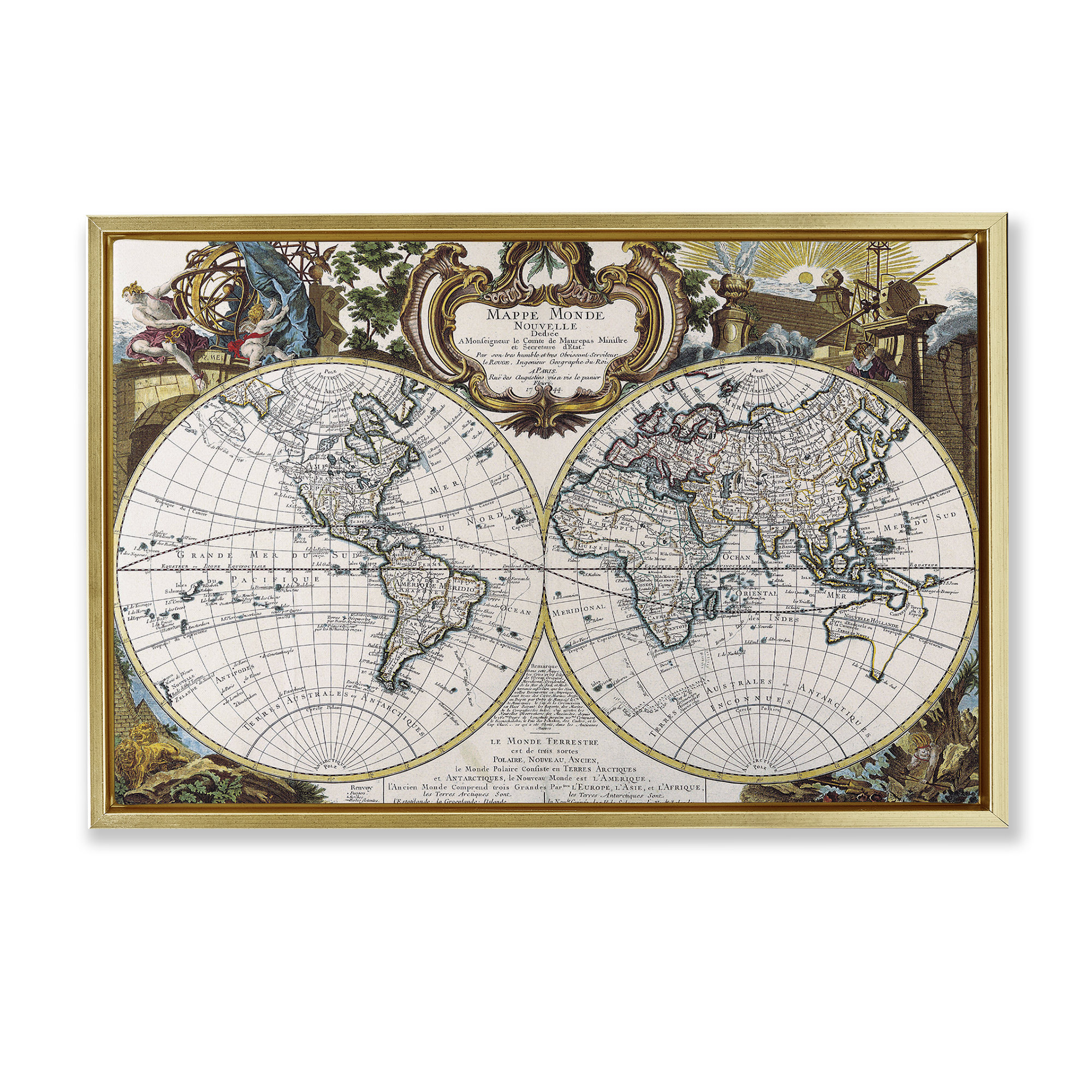 Red Barrel Studio® Classic Inspired World Map Framed Floater Canvas by ...