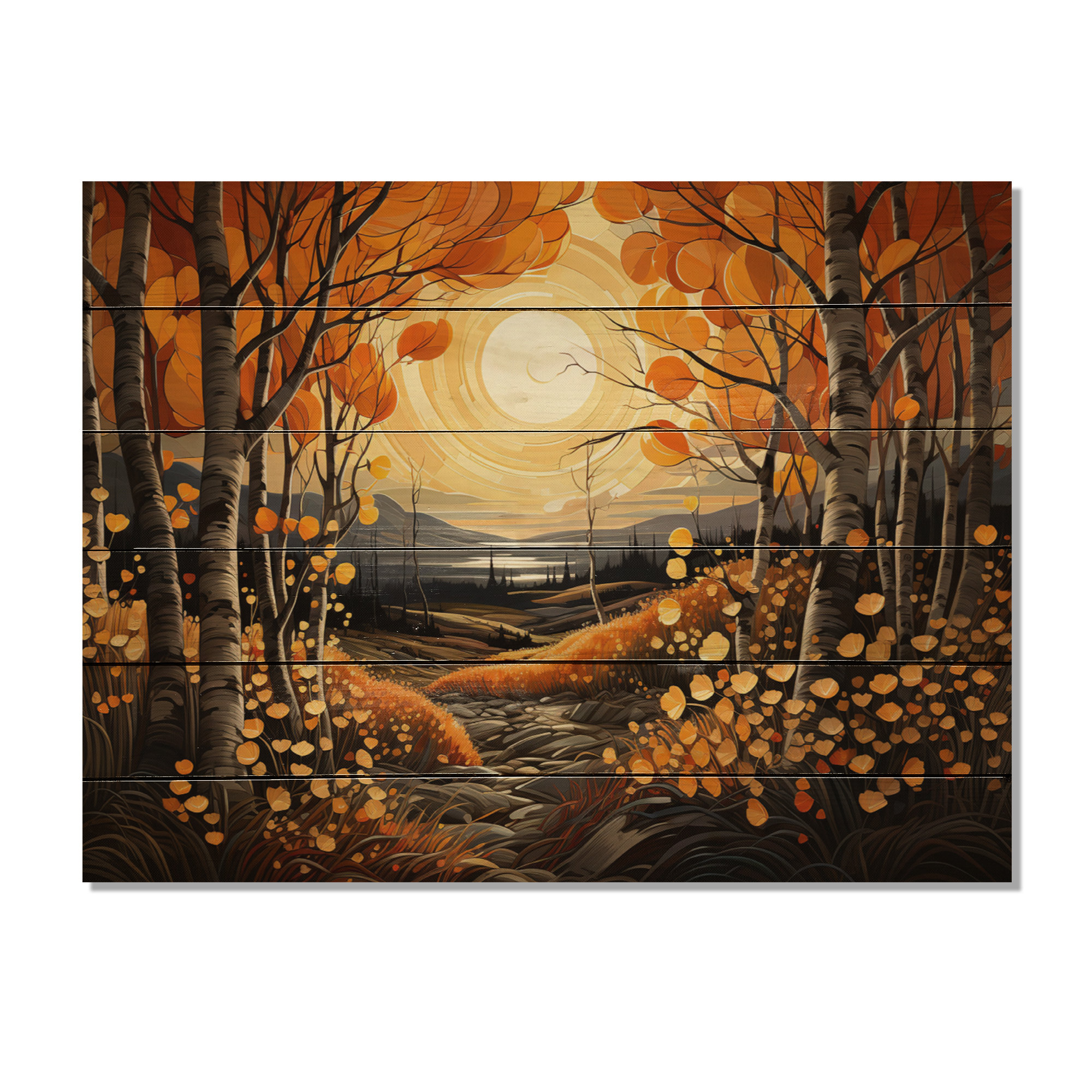 Red Barrel Studio® Lazer Lazer Birch Woods Gilded Pathway VI On Wood ...