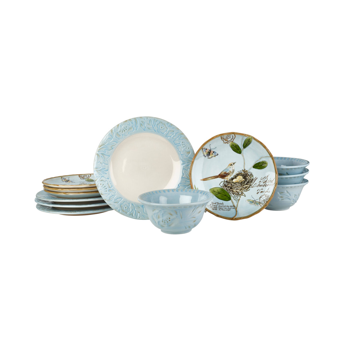Fitz and Floyd Toulouse Blue 12-Pc Dinnerware Set, Service For 4 ...
