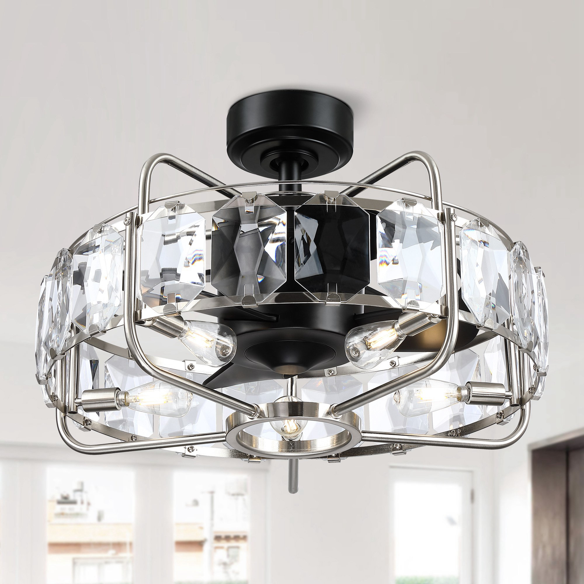 Willa Arlo™ Interiors Baney 22.8" Crystal Caged Ceiling Fan with LED ...