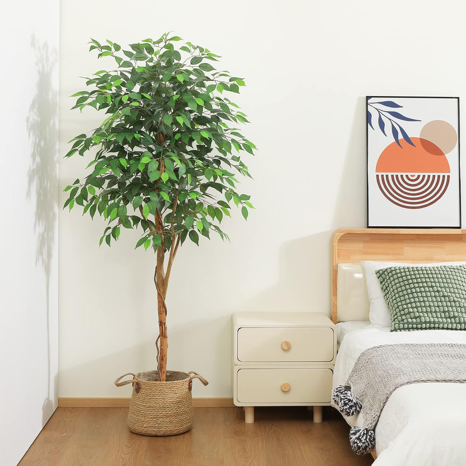 Primrue 6 Feet Artificial Ficus Tree, Faux Potted Tree For Indoor Home ...