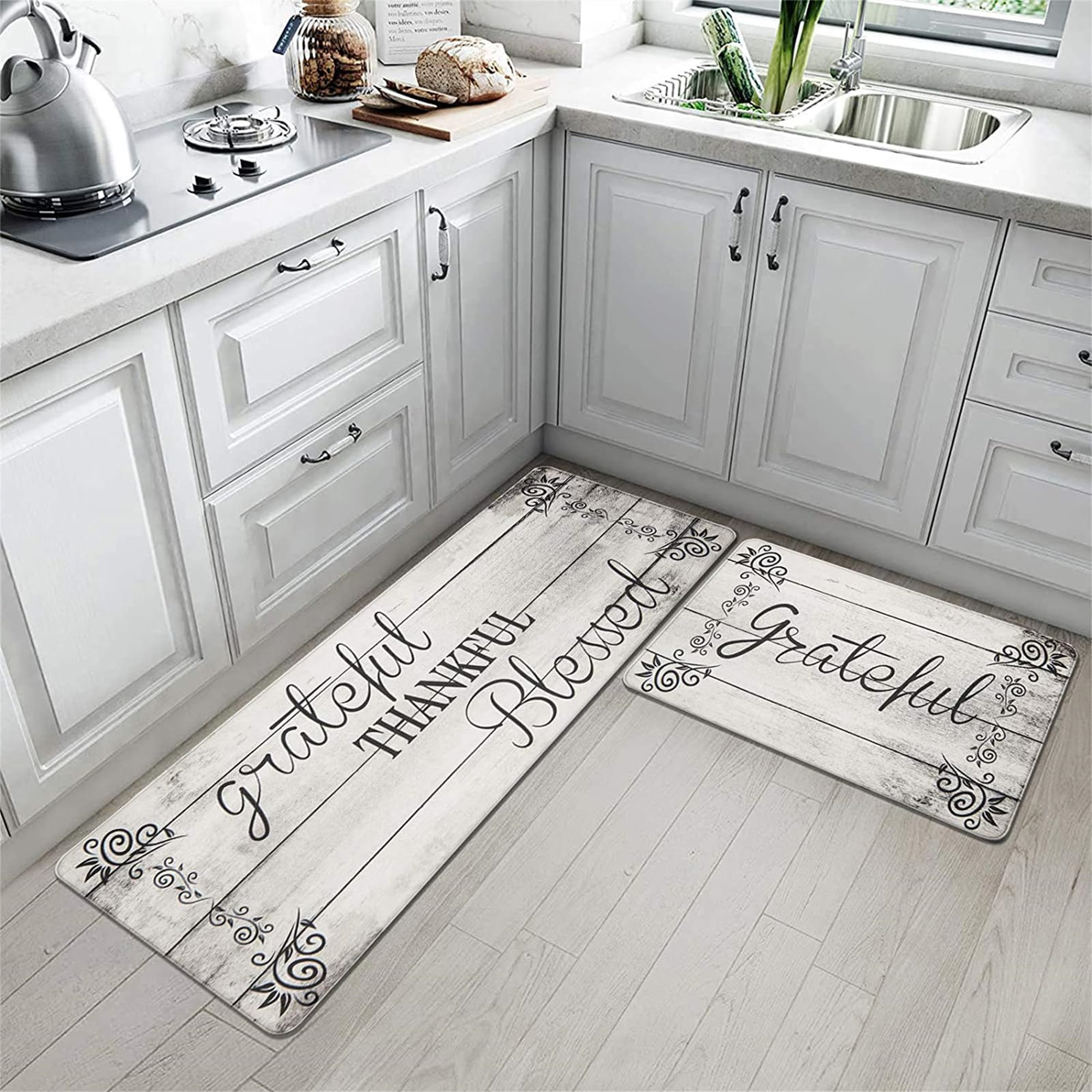 Happy Larry Kitchen Rug Set 2 Pieces, PVC Memory Foam Long Rug Set ...