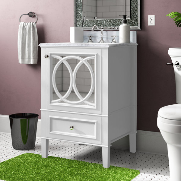 Winston Porter Brendale 24'' Single Bathroom Vanity with Genuine Marble ...