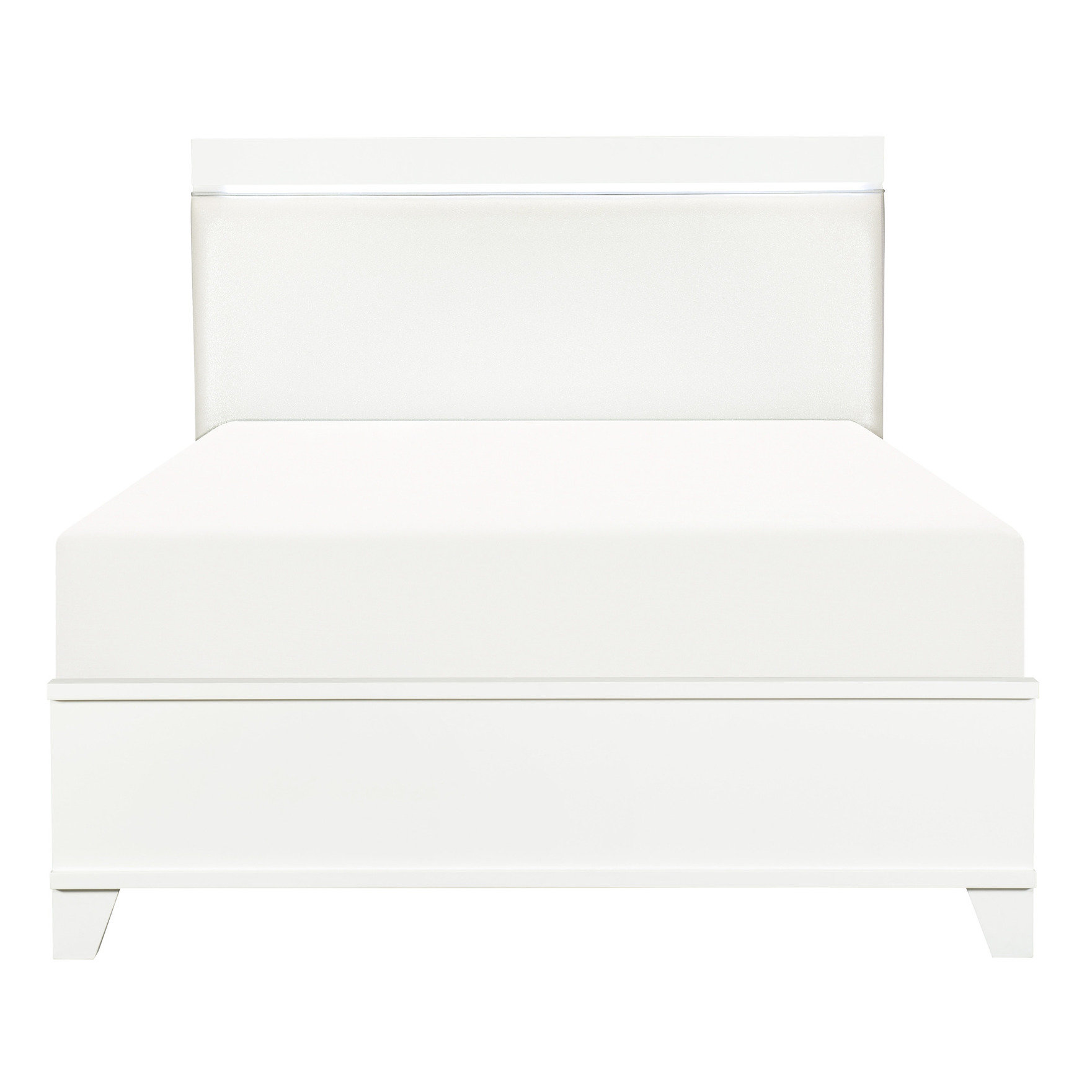 Ivy Bronx Bed In Modern Design With White Gloss Headboard And Faux ...