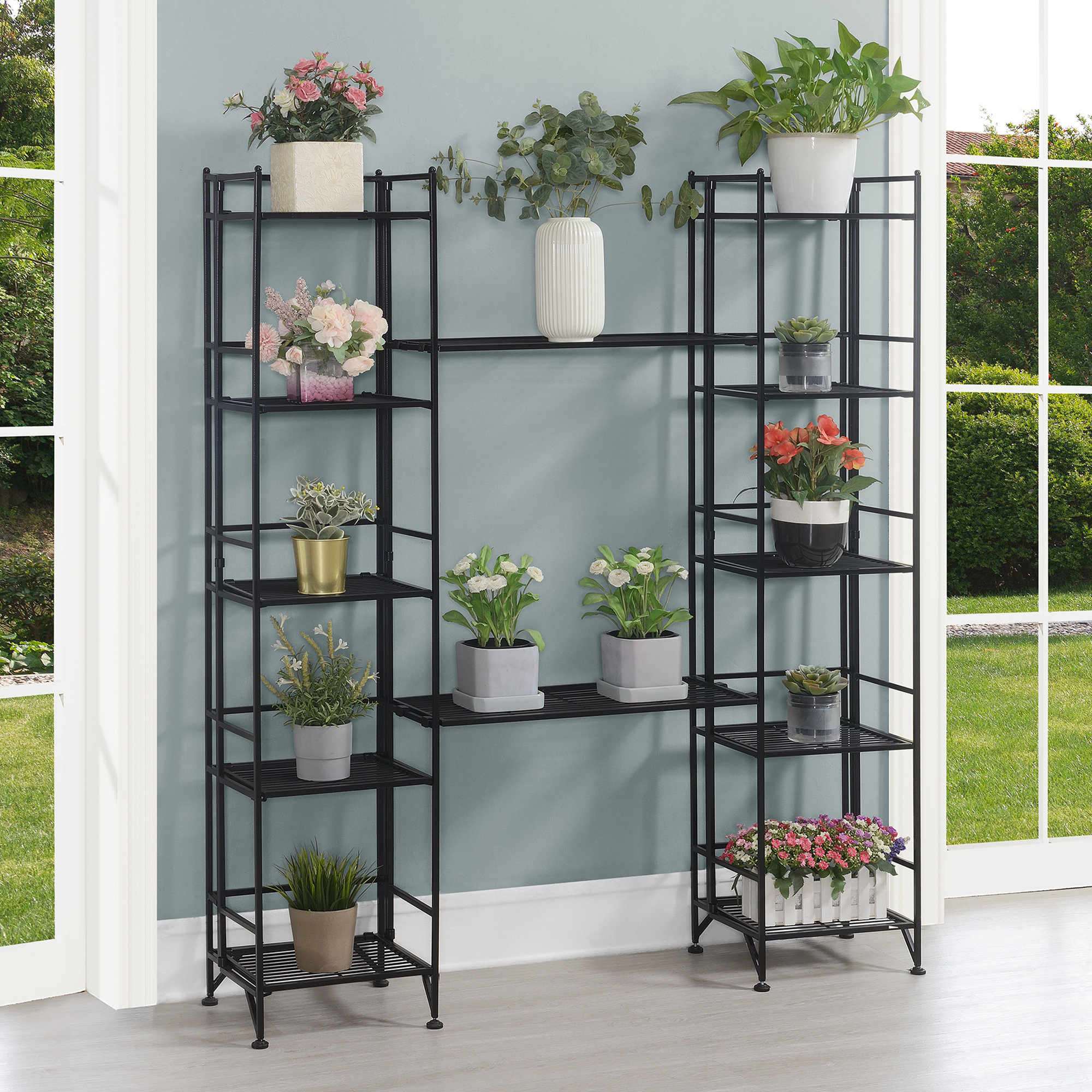 Rebrilliant Makynlee 51.5"W Adjustable Folding Metal Shelving Unit ...