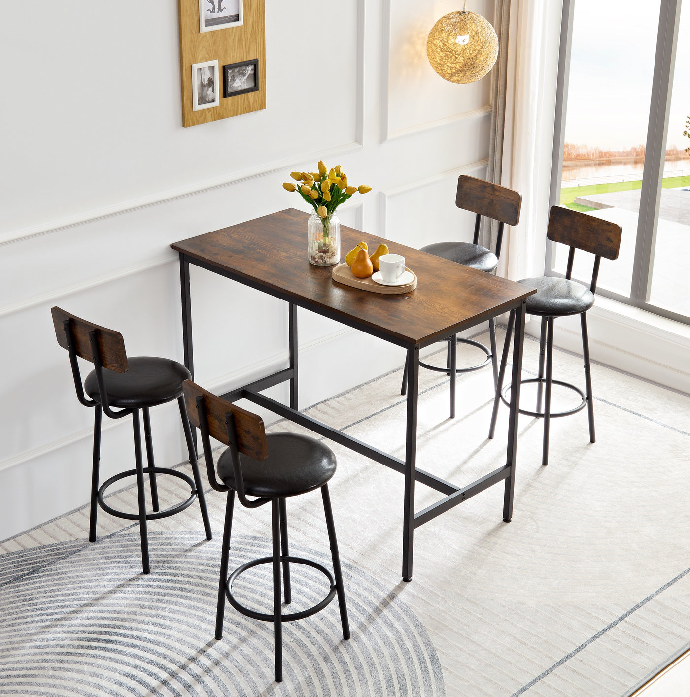 17 Stories Edalberto 4 - Person Counter Height Dining Set Modern Bar ...