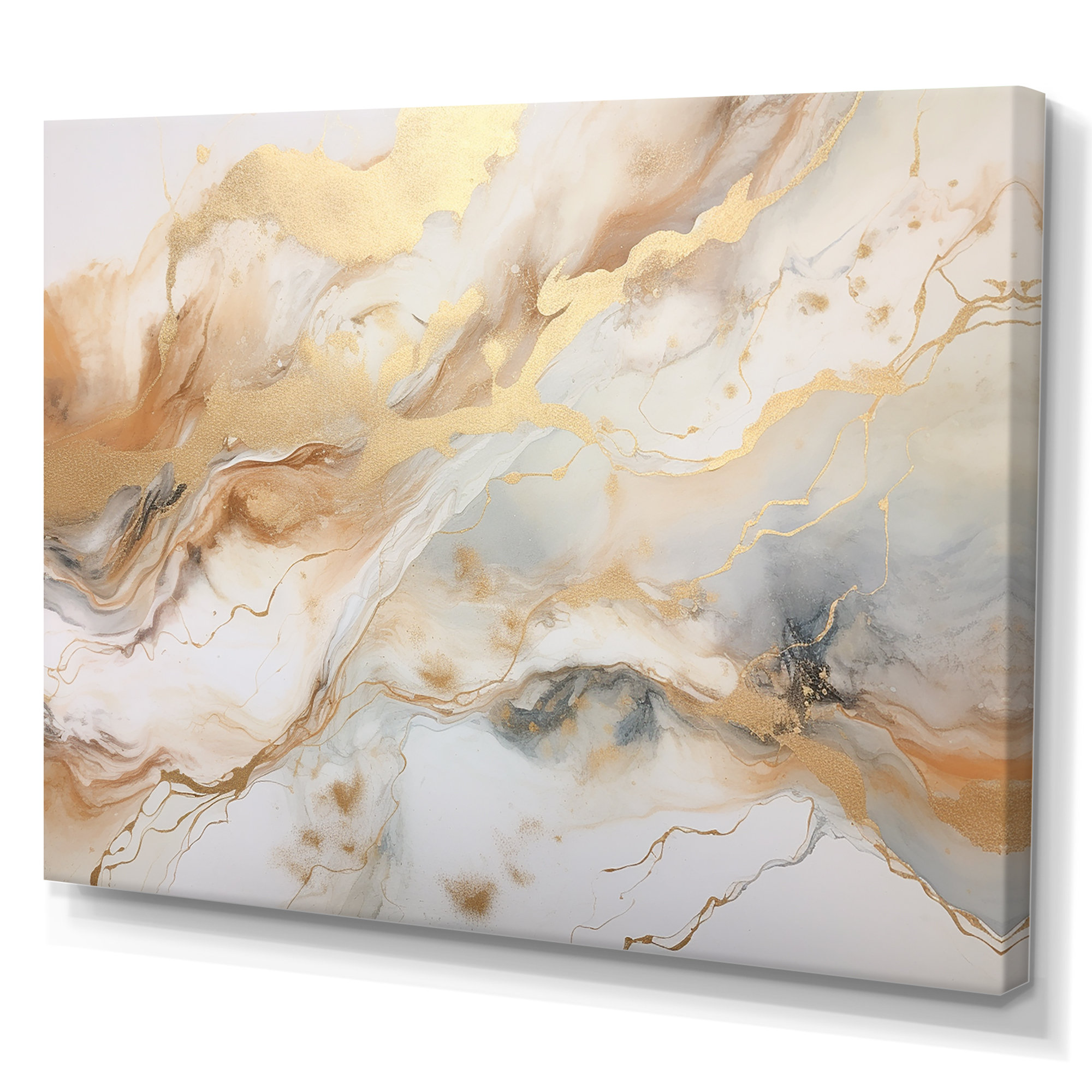 DesignArt " Beige And Gold Stone Geode Scenery Minimalism II " on ...